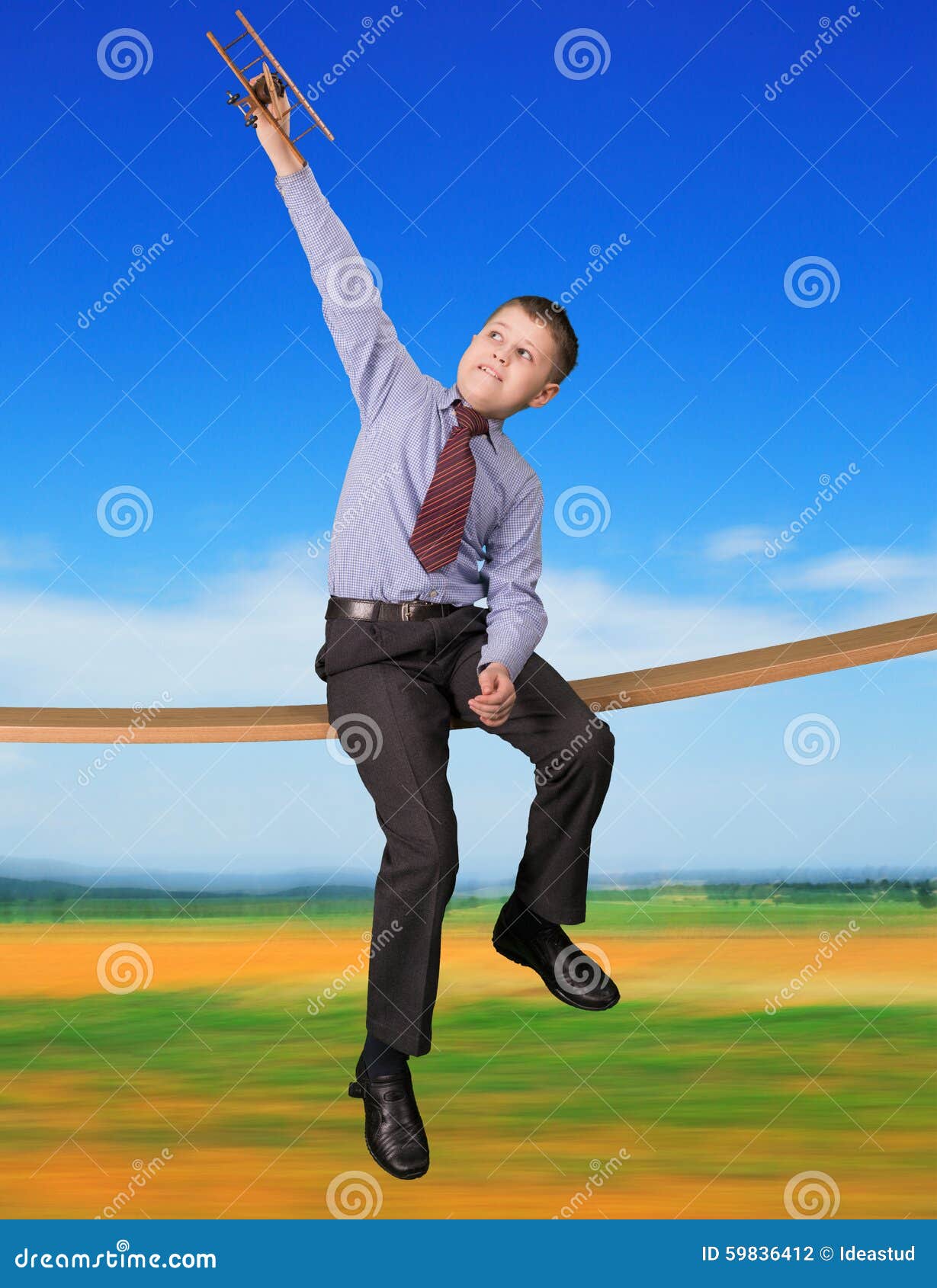 Boy Playing with Plane Model Stock Photo - Image of airplane, person ...