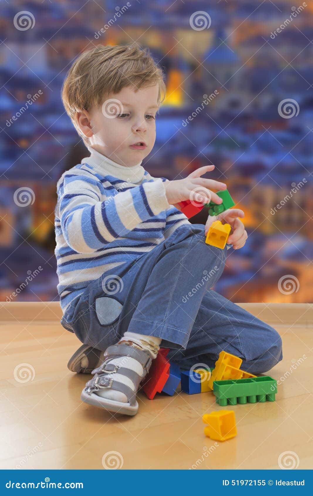 Boy Playing with Plastic Construction with Evening Stock Image - Image ...