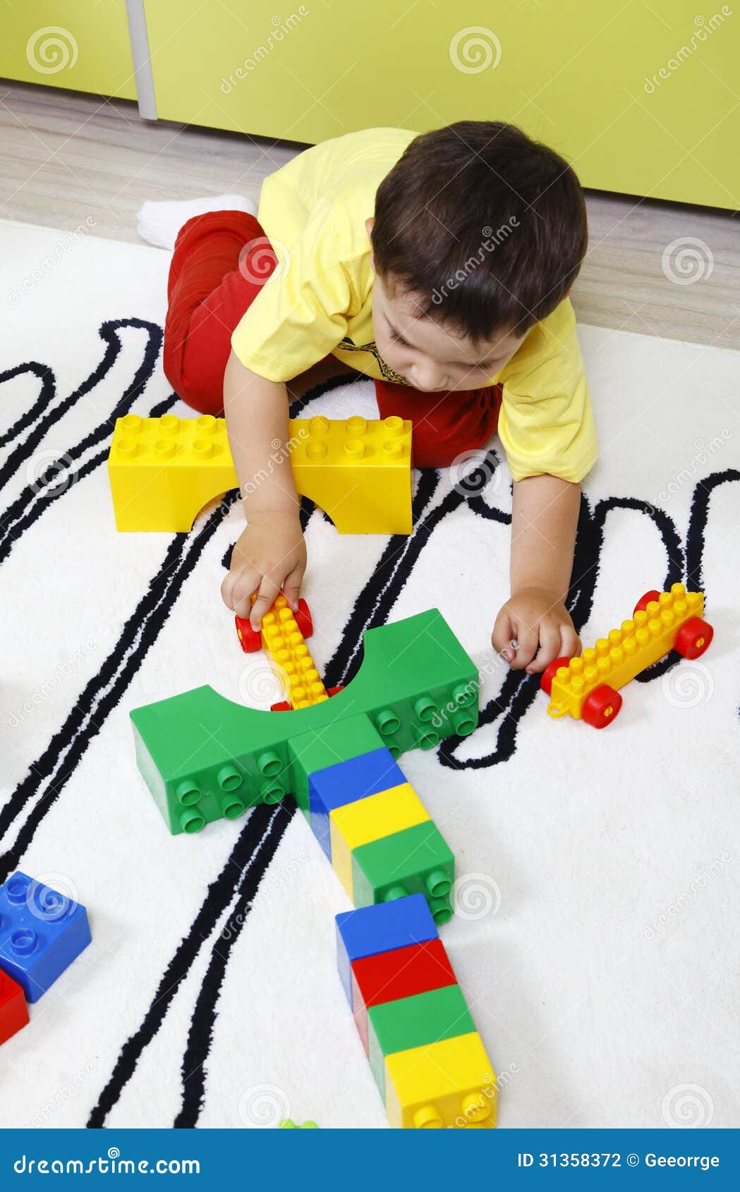 Boy Playing with Plastic Cubes Stock Photo - Image of learn, colorful ...