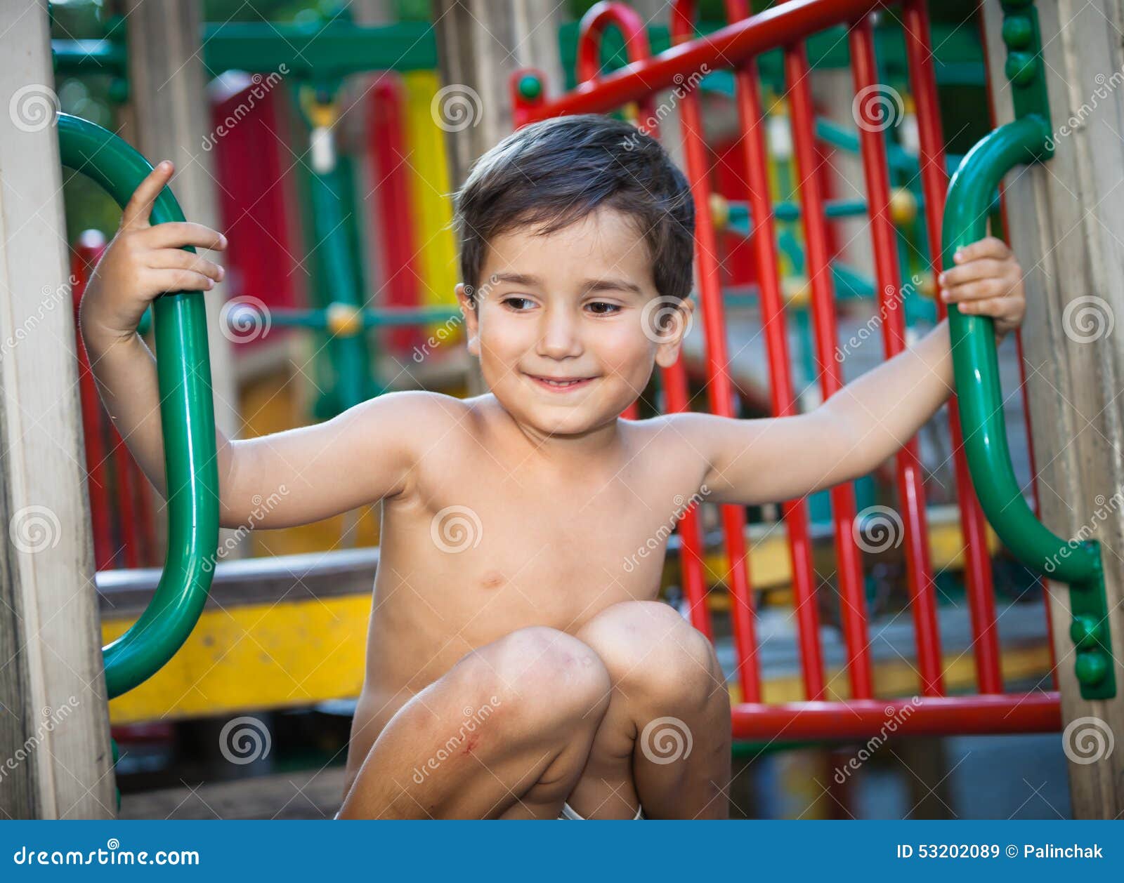 Boy Playing on the Playground Stock Image - Image of offspring ...