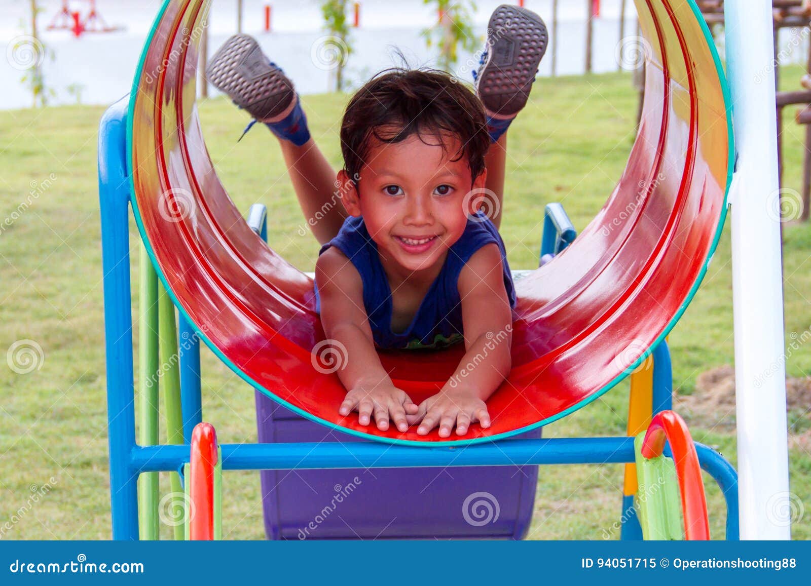 Boy playing in playground stock image. Image of recreation - 94051715