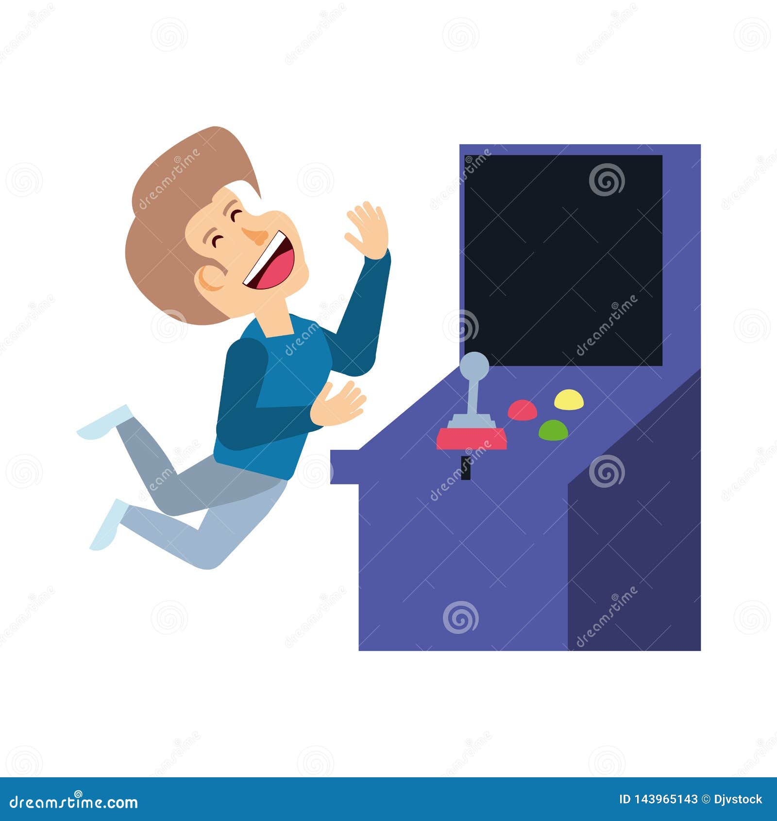 Boy Playing in Retro Console Video Game Machine Stock Illustration ...