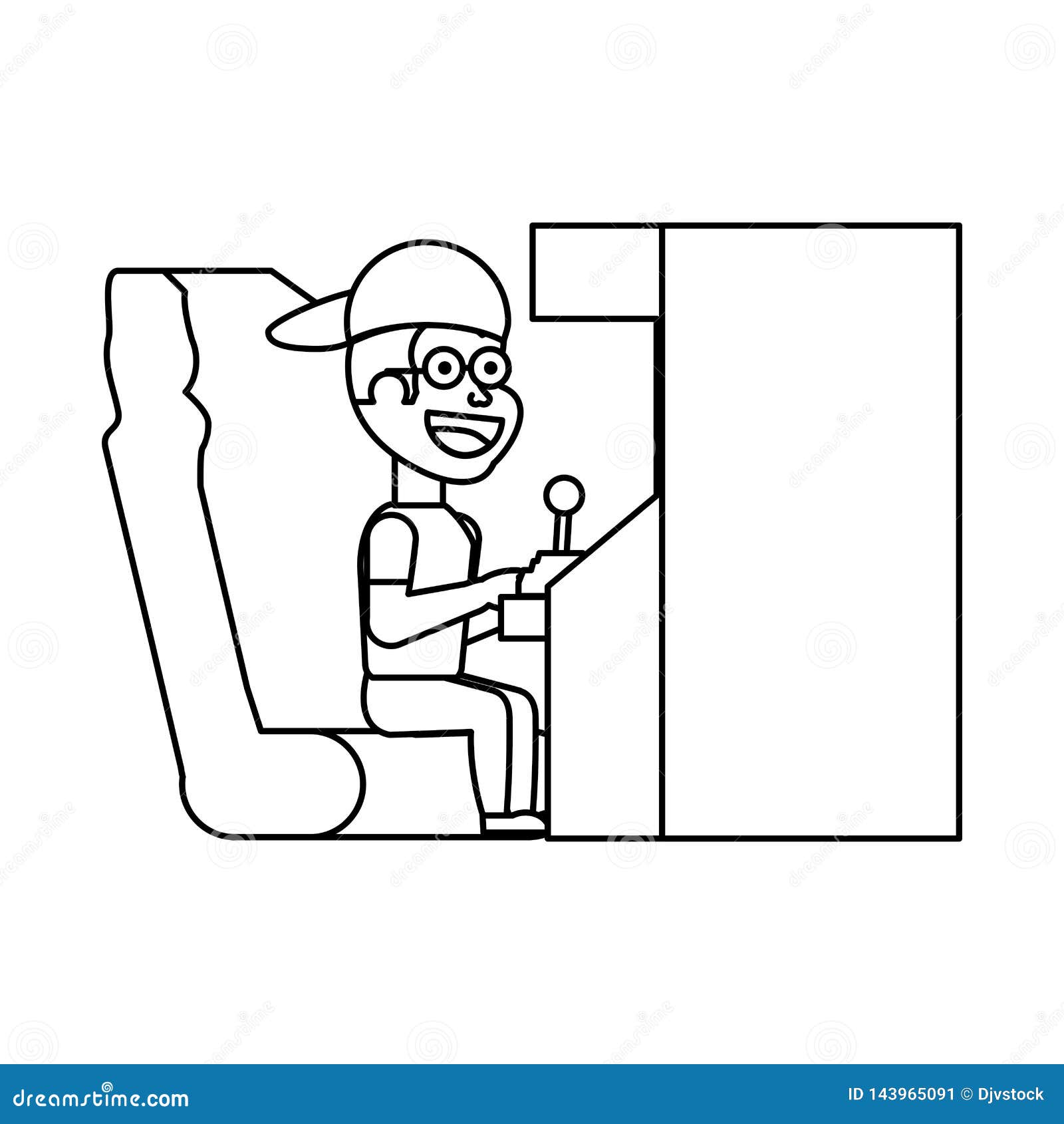 Boy Playing in Retro Console Video Game Machine Stock Illustration ...