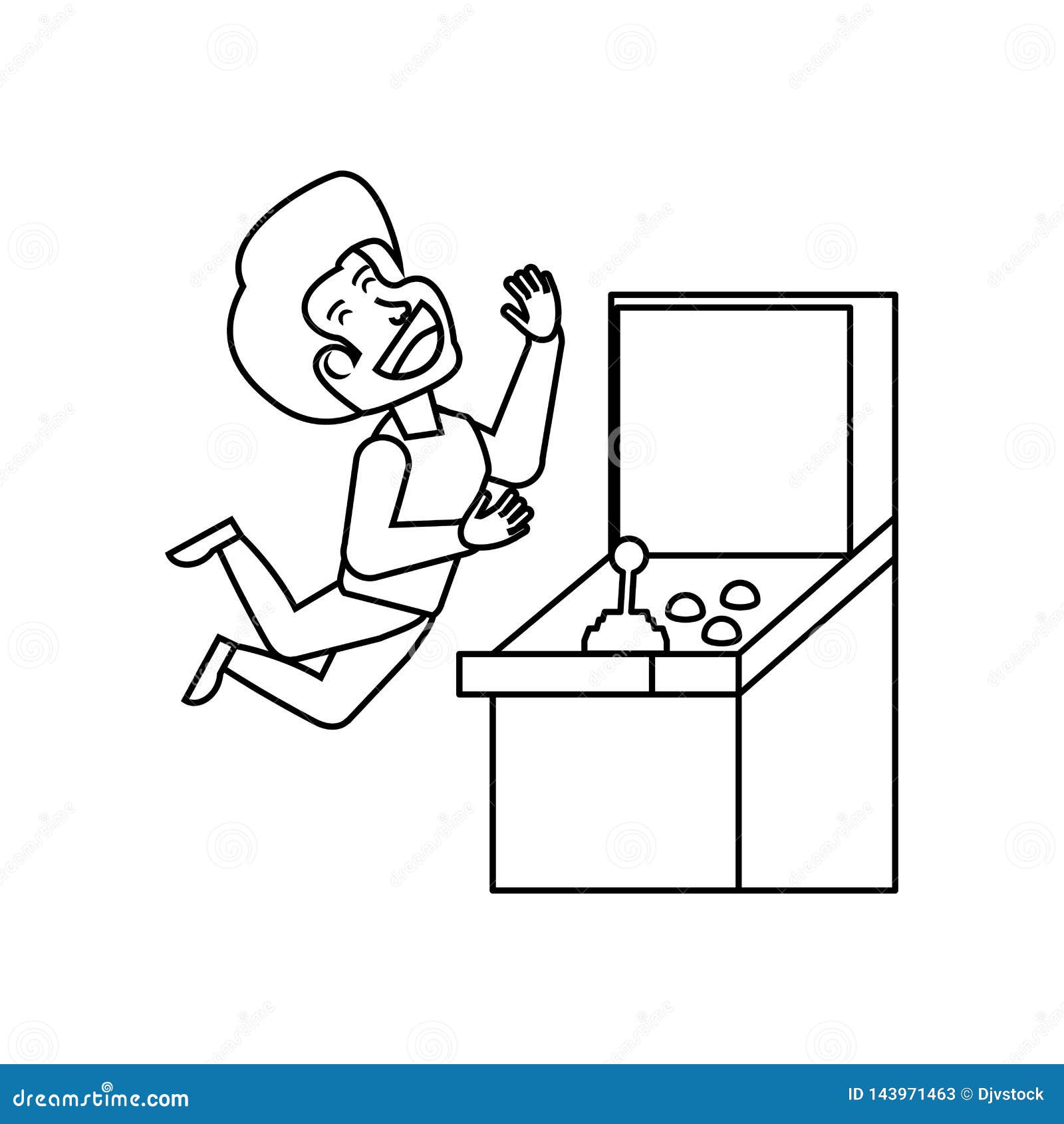 Boy Playing in Retro Console Video Game Machine Stock Illustration ...