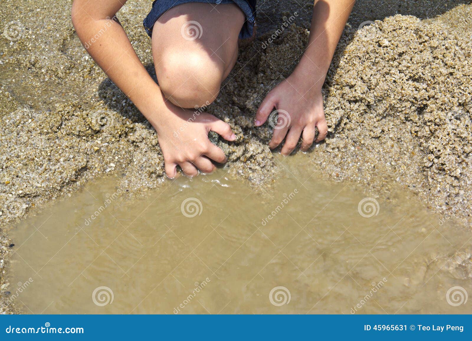 Boy Playing Sand in the Beach Stock Image - Image of boys, outdoors ...