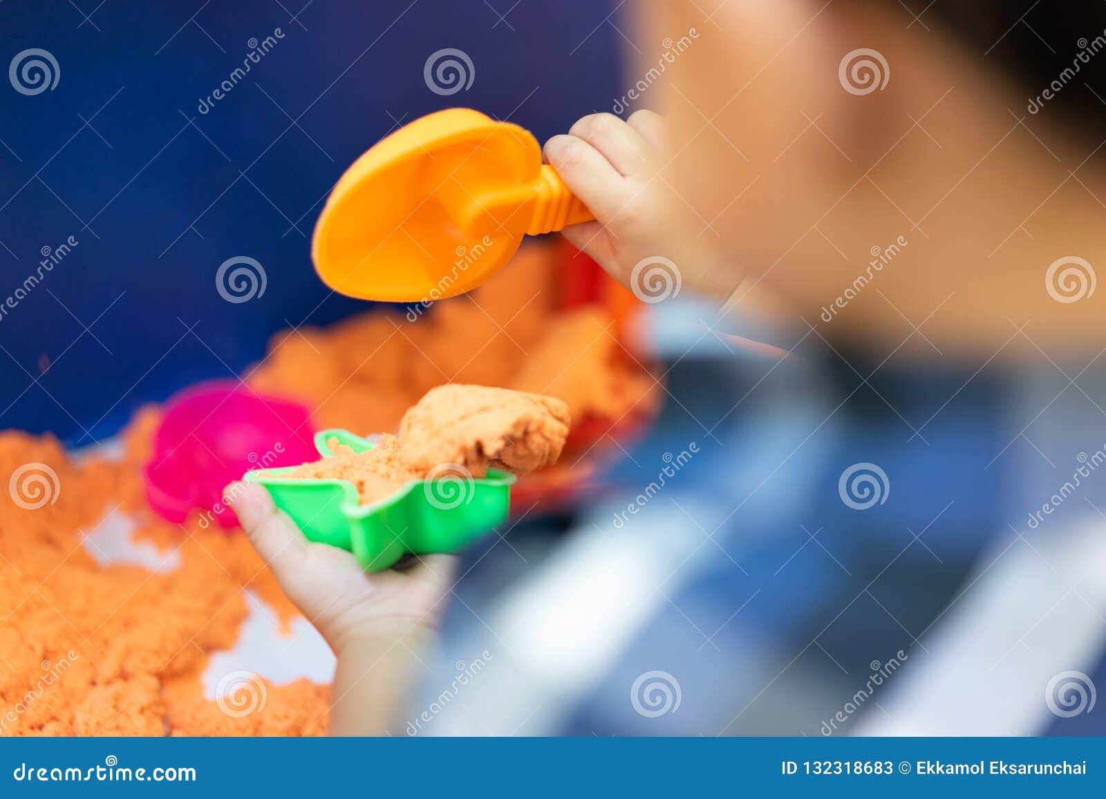 A Boy is Playing Science Sand at the Playground Stock Image - Image of ...
