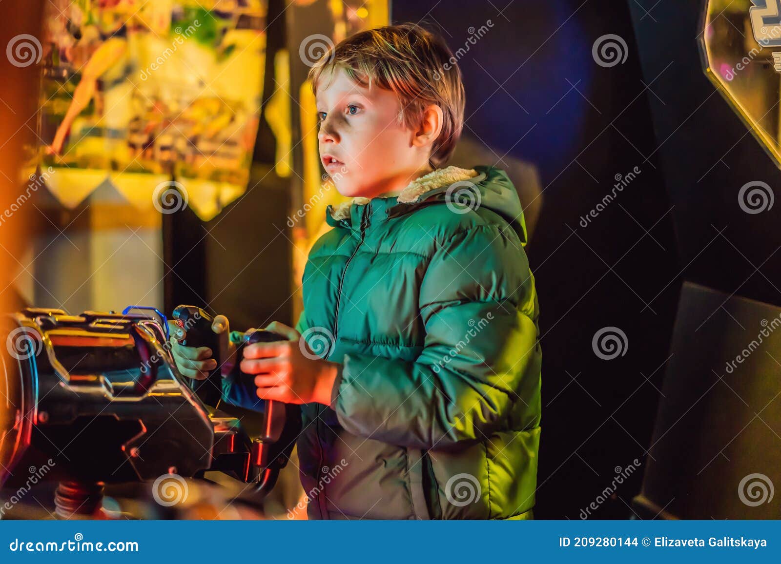 The Boy is Playing a Slot Machine. Creativity Game Concept Stock Photo ...