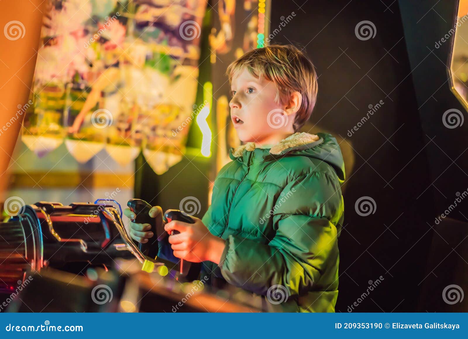 The Boy is Playing a Slot Machine. Creativity Game Concept Stock Photo ...