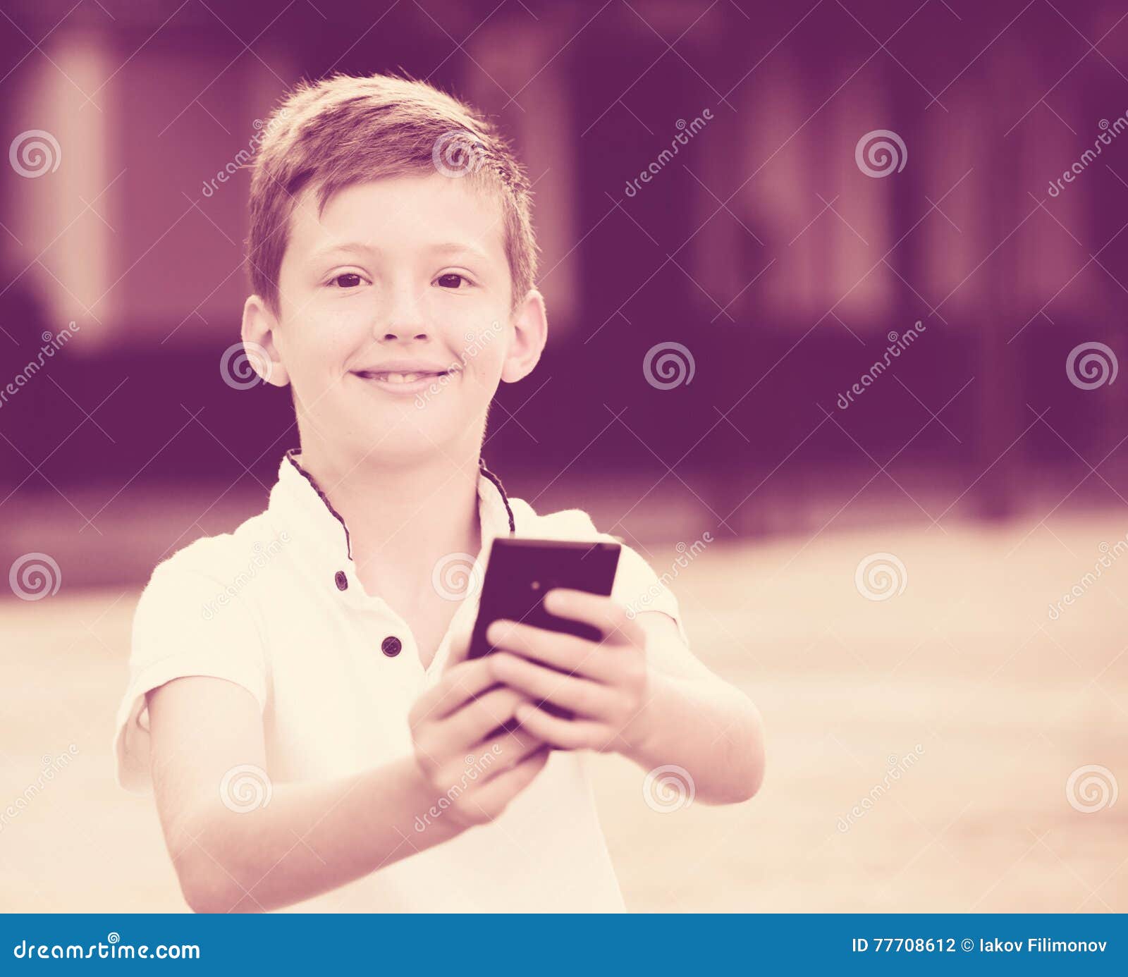 Boy Playing with Smartphone Stock Photo - Image of application ...