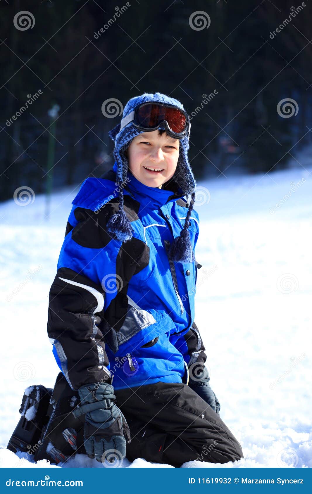 Boy playing in snow stock photo. Image of caucasian, coat - 11619932