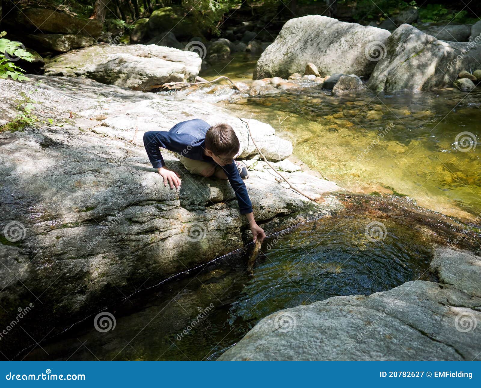 Boy playing in stream stock image. Image of fresh, clean - 20782627