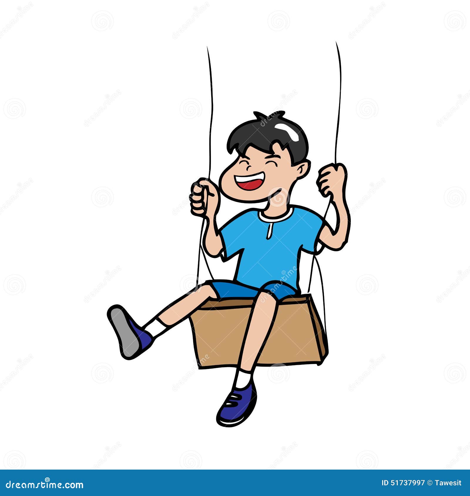 Boy playing swing stock vector. Illustration of park - 51737997