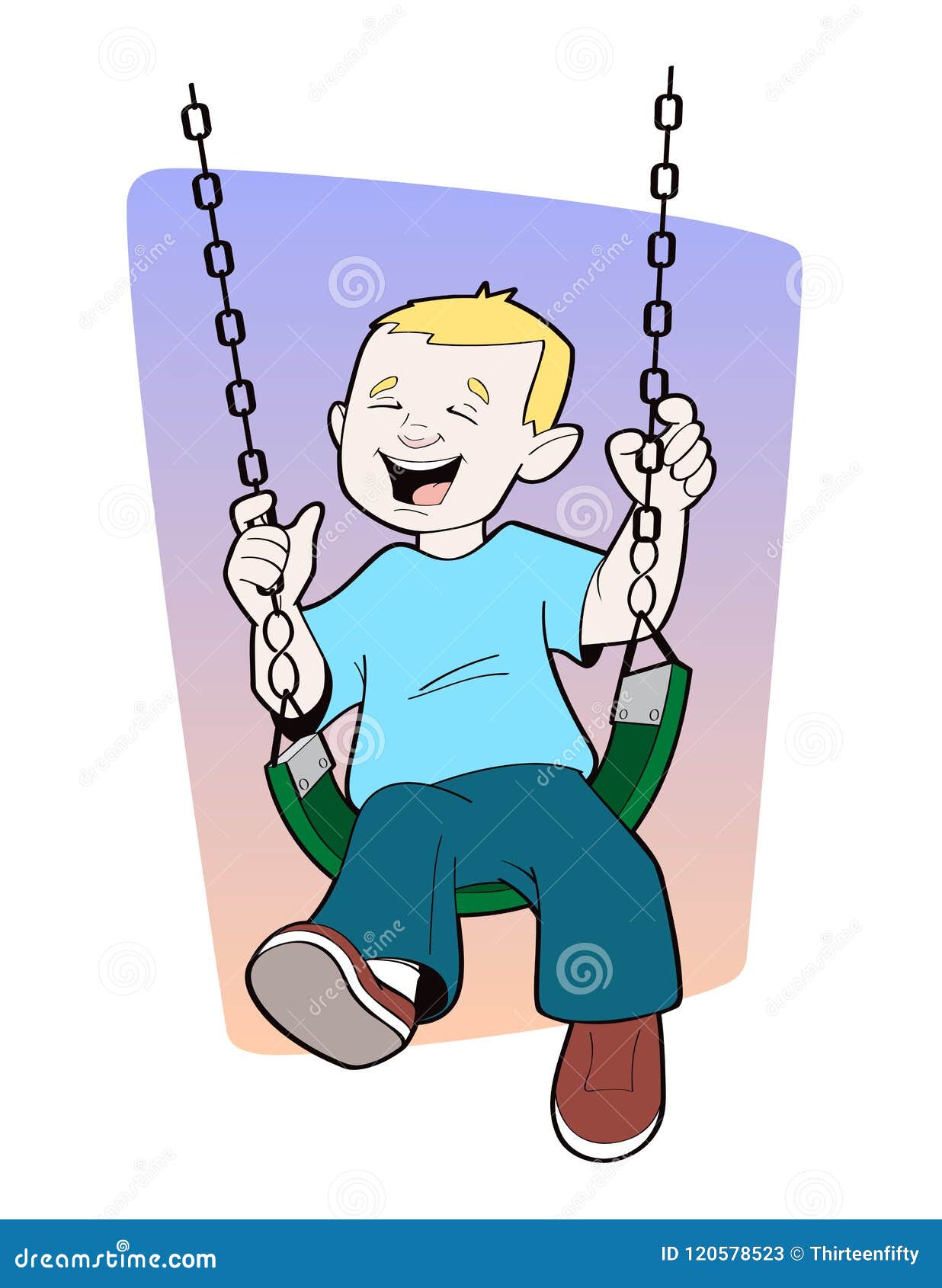 Boy Playing on Swing Vector Image Stock Illustration - Illustration of ...