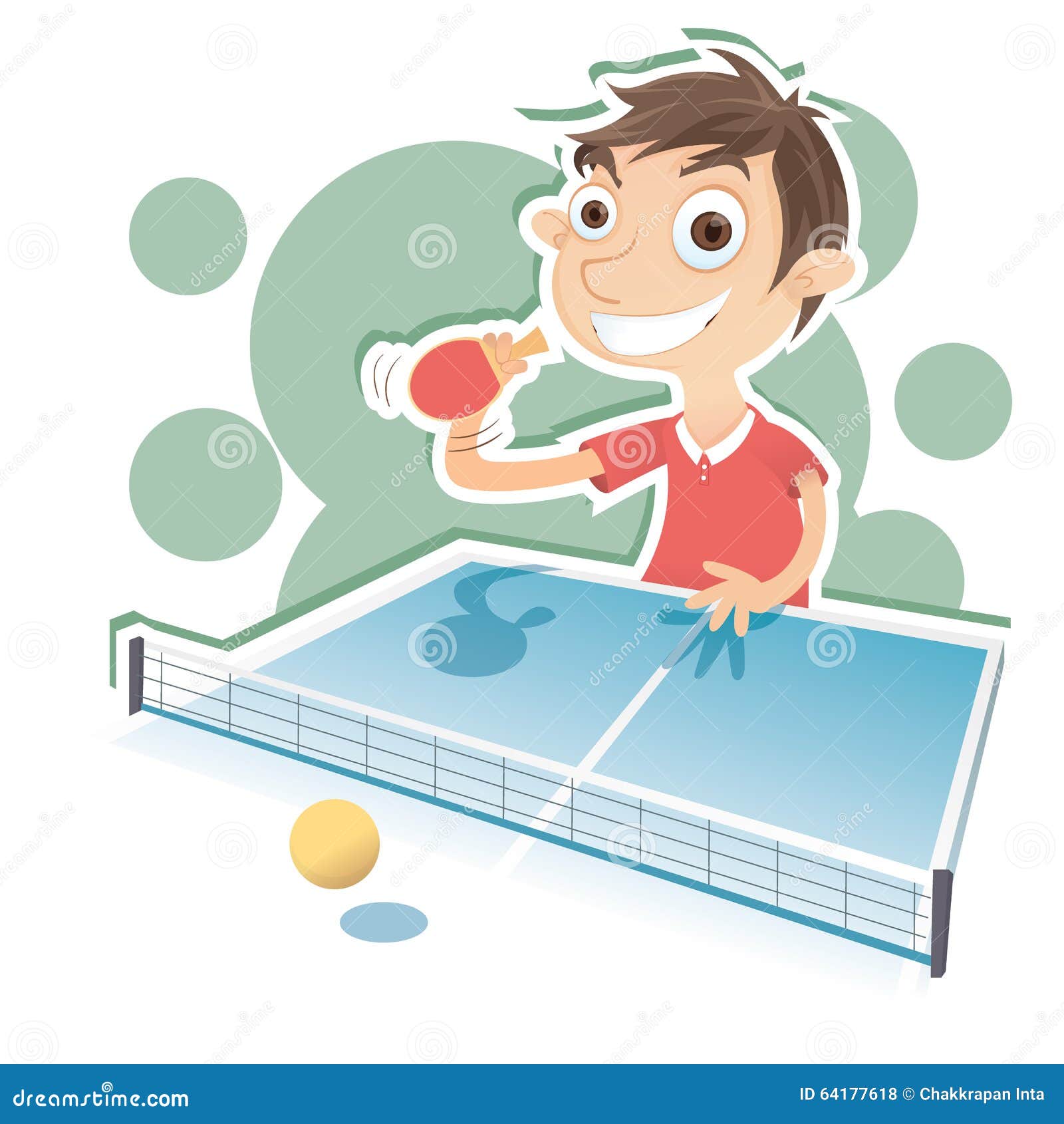 Boy playing table tennis stock vector. Illustration of table - 64177618