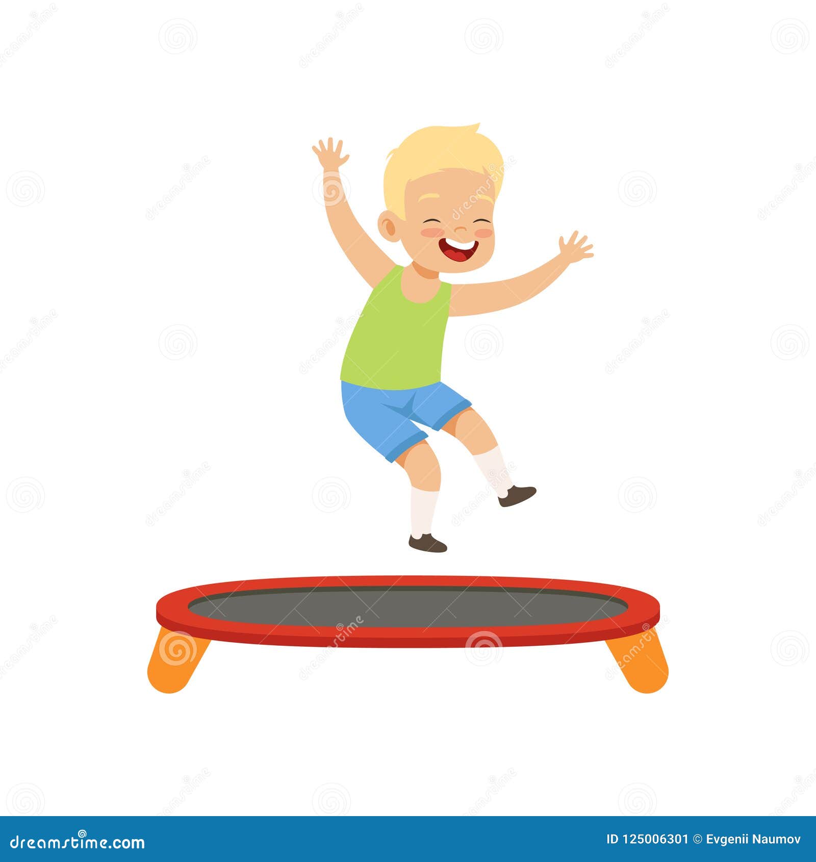 Boy Playing Trampoline, Kid Having Fun on Playground Vector ... Boy Playing Trampoline, Kid Having Fun on Playground Vector ...