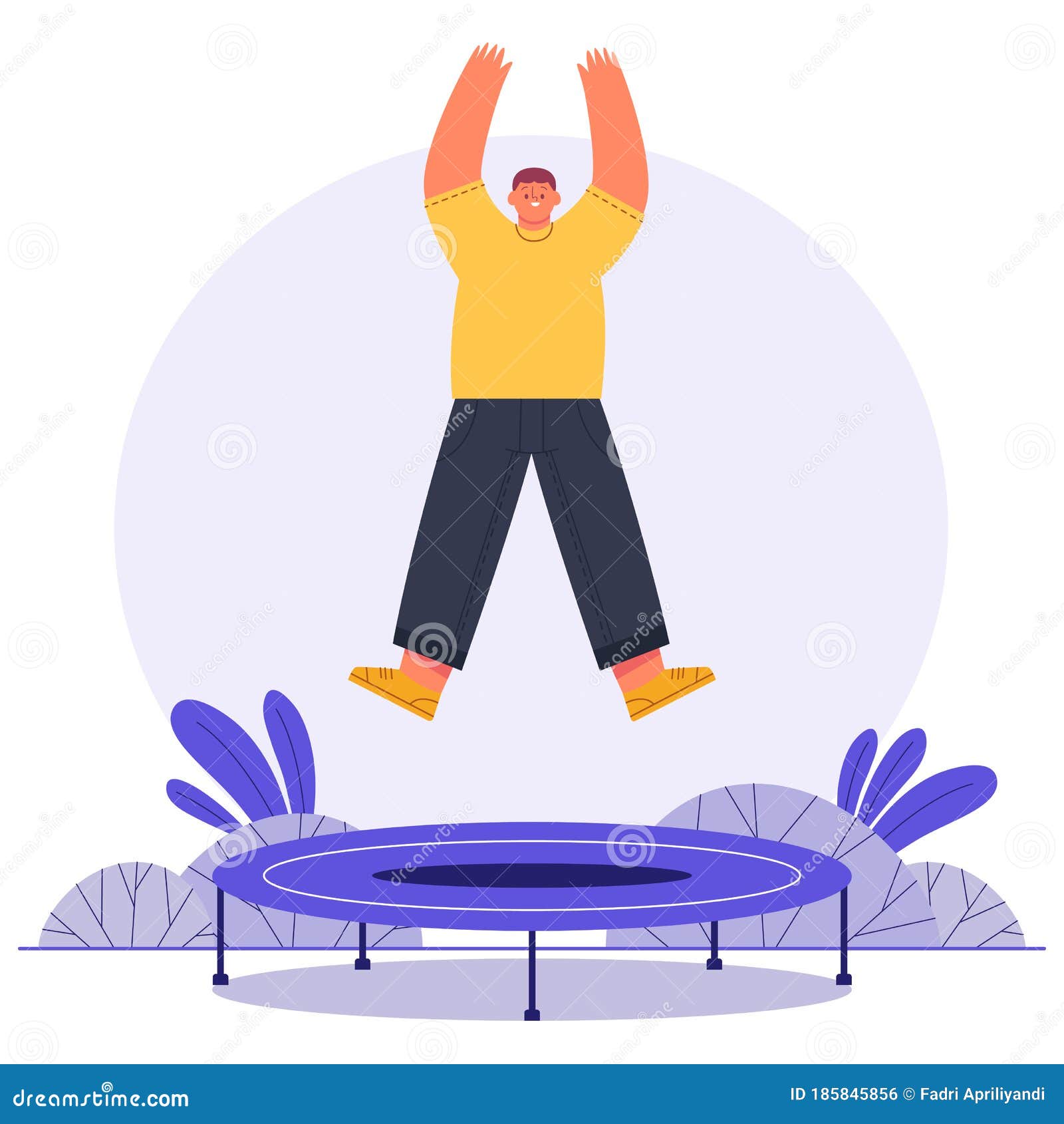 A boy playing trampoline stock vector. Illustration of nature - 185845856 A boy playing trampoline stock vector. Illustration of nature - 185845856