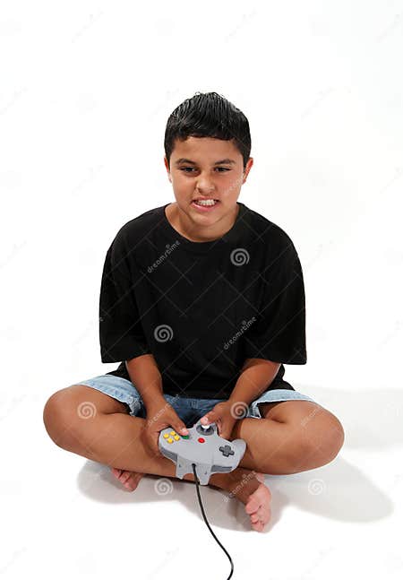 Boy Playing Video Game stock image. Image of mood, scowl - 1007523