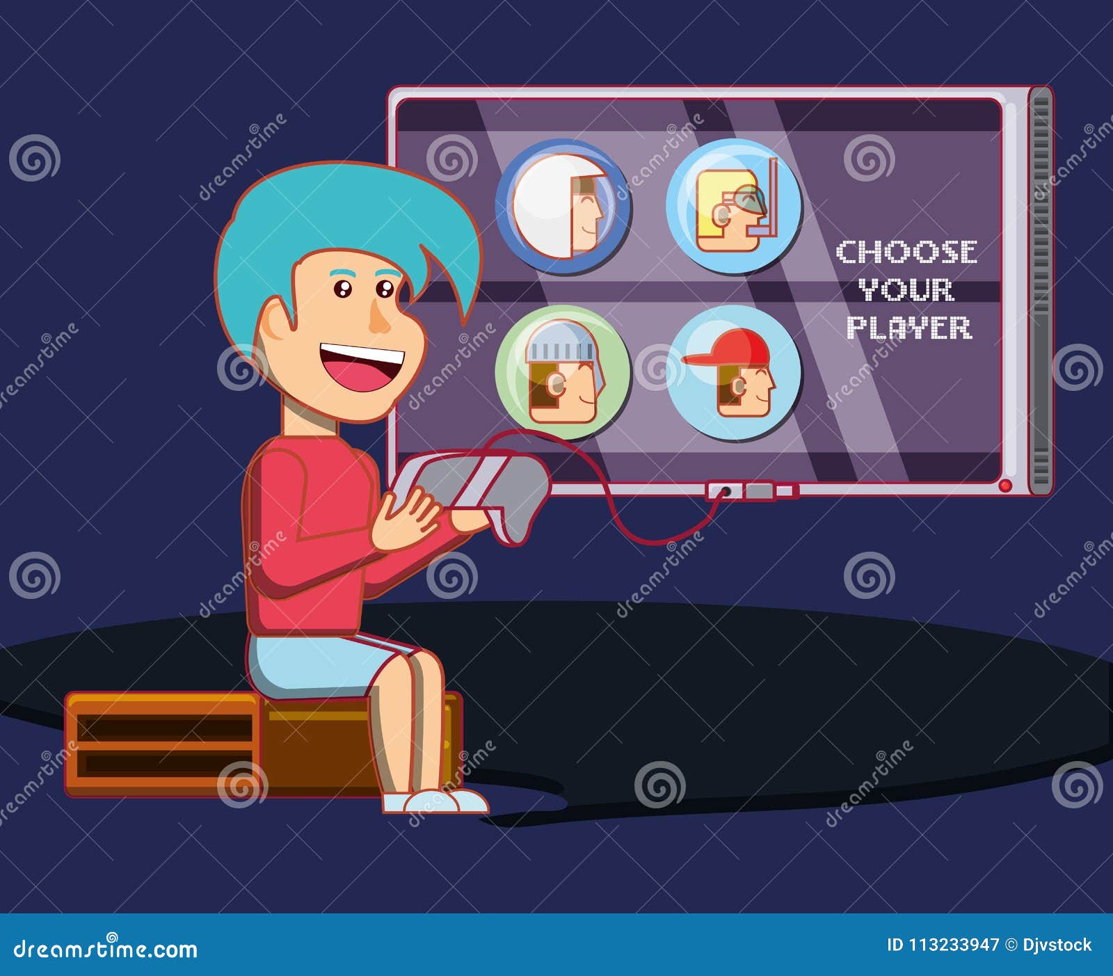 Boy Playing with Video Game Console Stock Vector - Illustration of ...