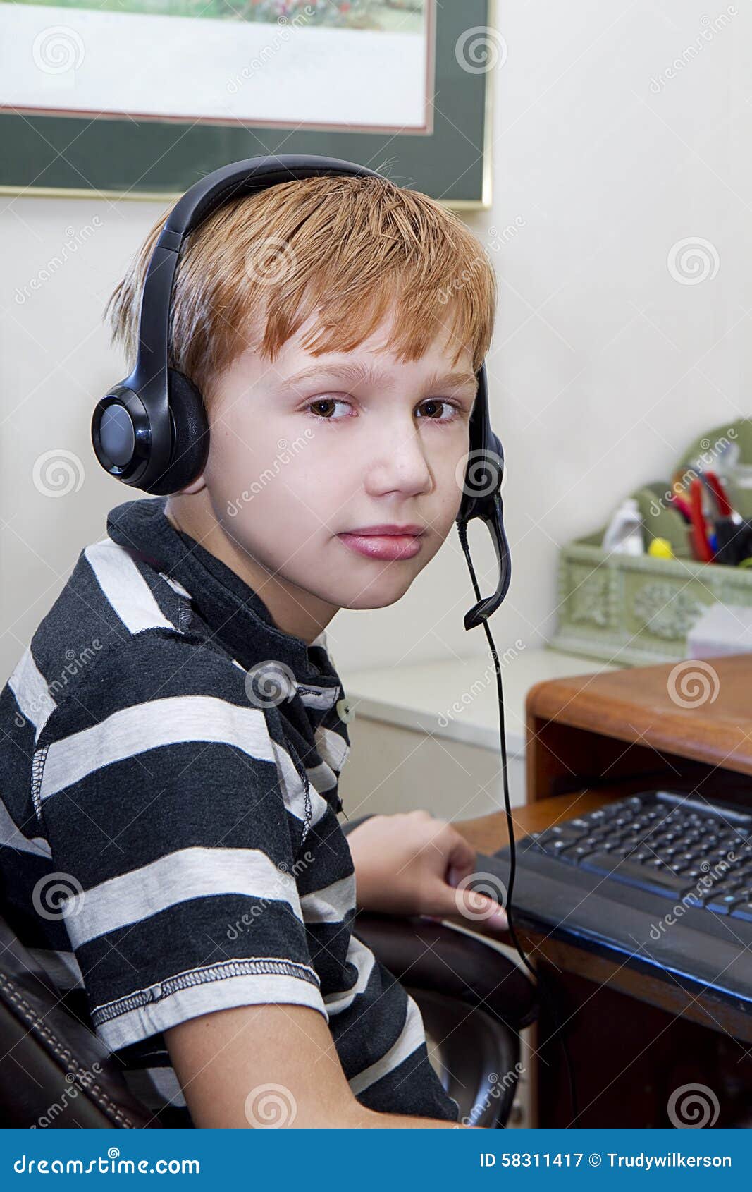 Boy Playing Video Games on Computer Stock Image - Image of technology ...