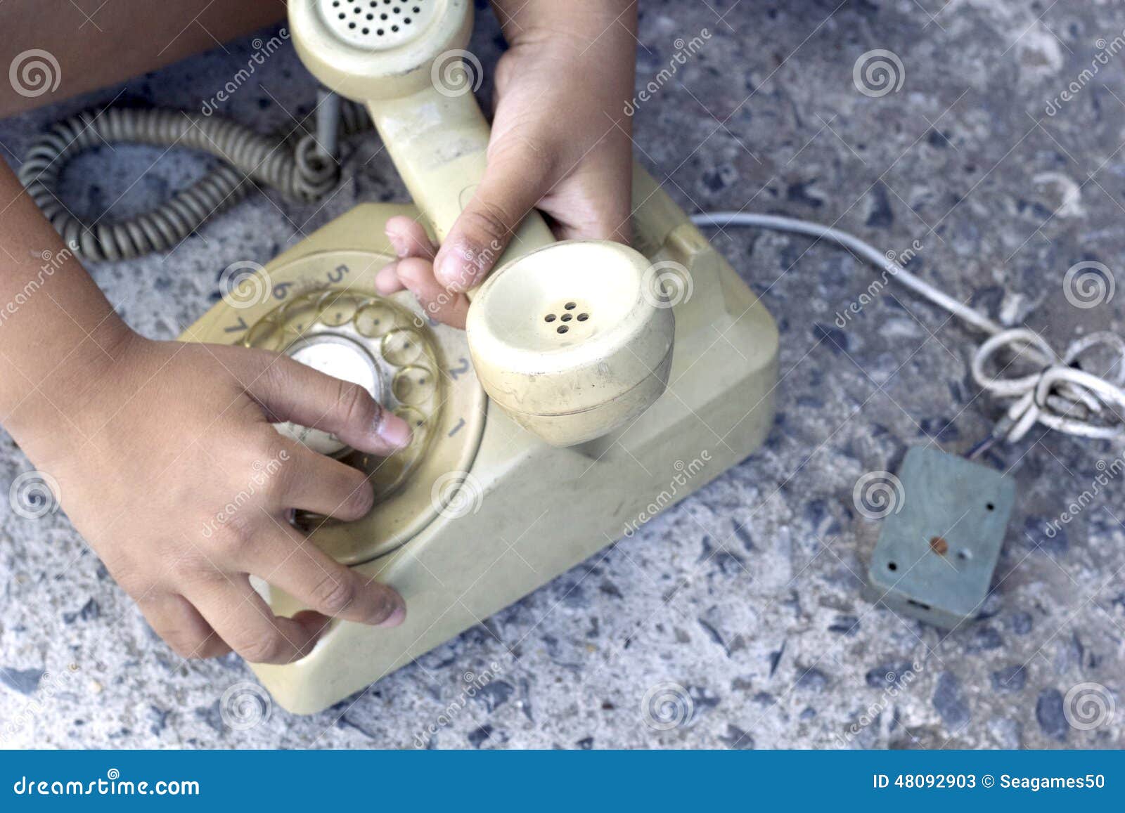 The Boy Playing Vintage Telephone Stock Image - Image of home, revival ...