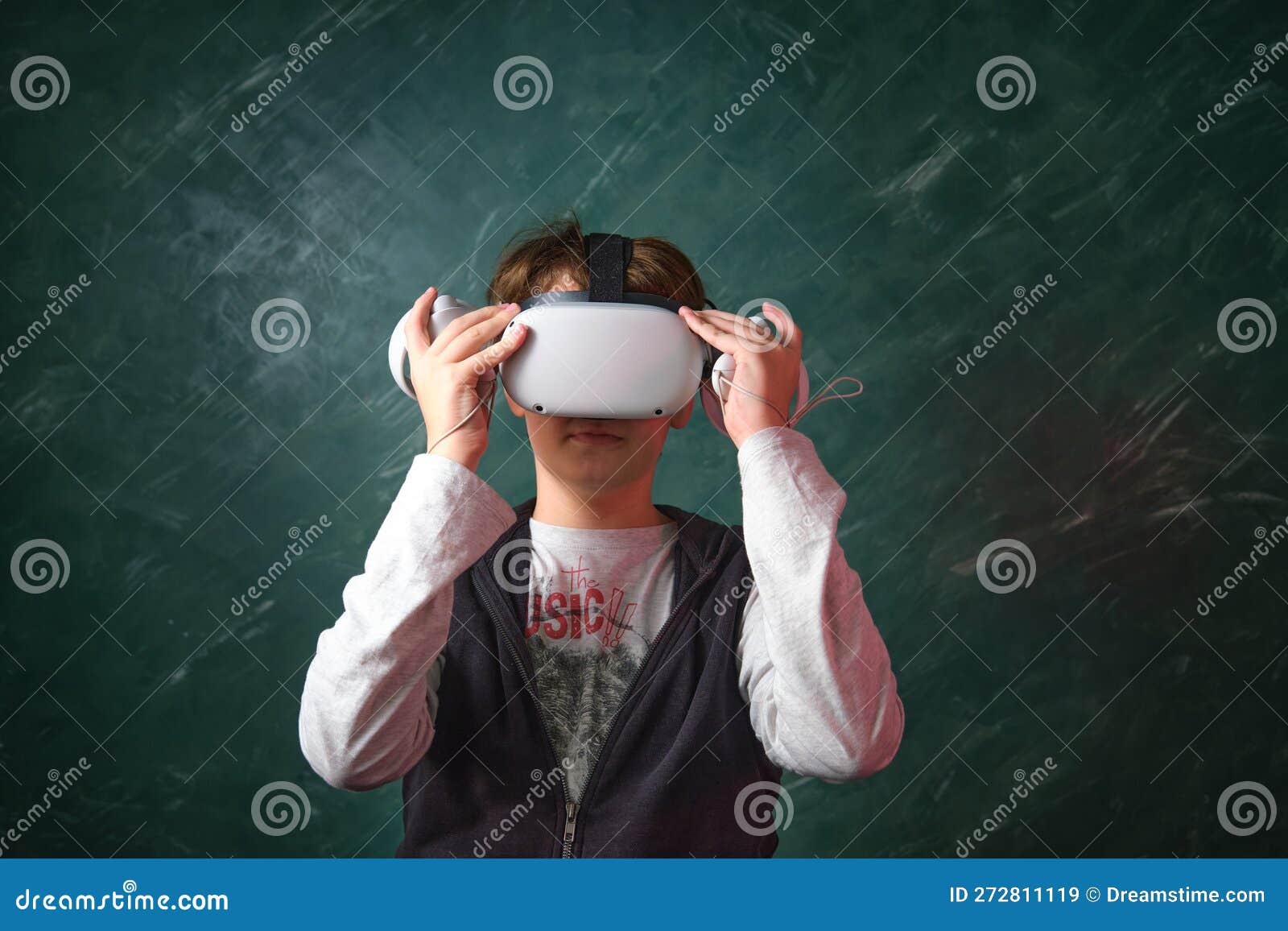 A Boy Playing with VR Headset Stock Image - Image of electronic, gamer ...