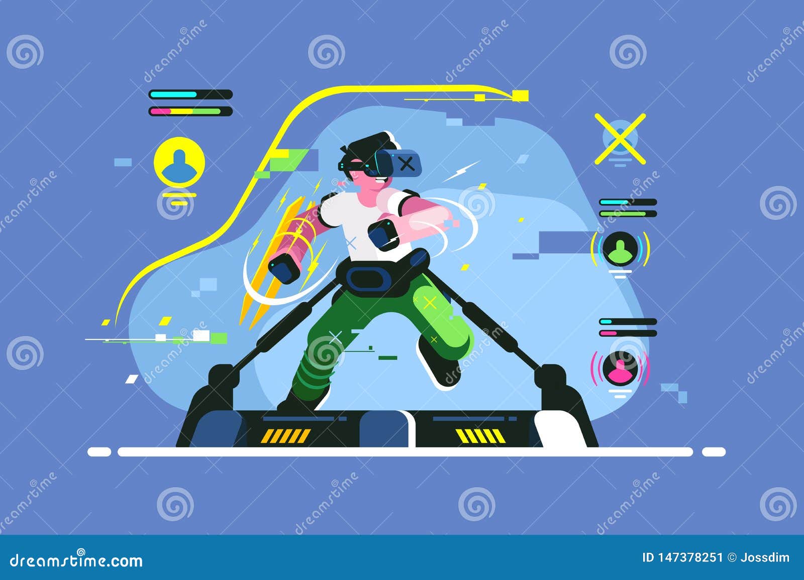 Boy playing in VR games stock vector. Illustration of concept - 147378251