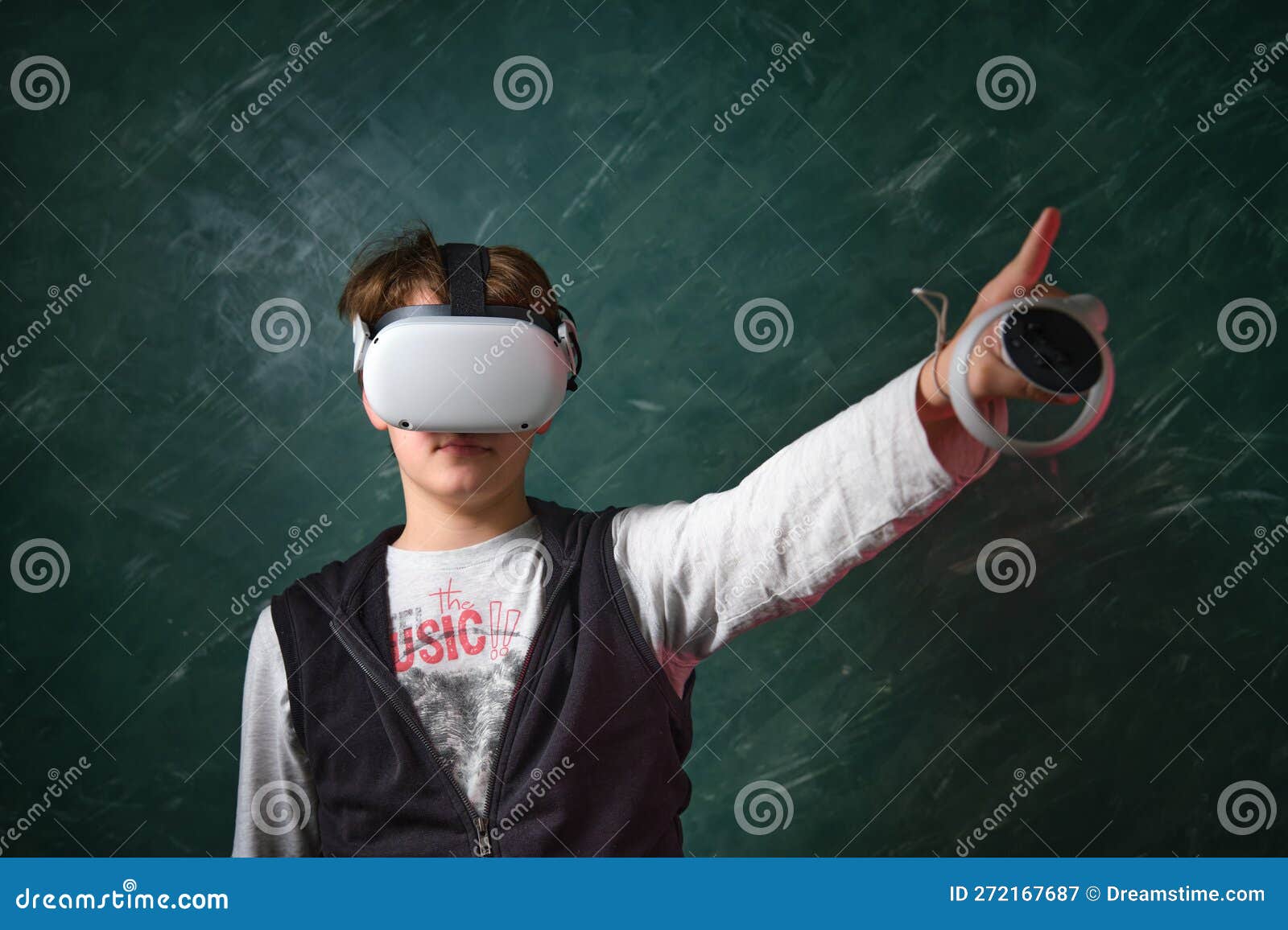 A Boy Playing with VR Headset Stock Image - Image of learning, play ...