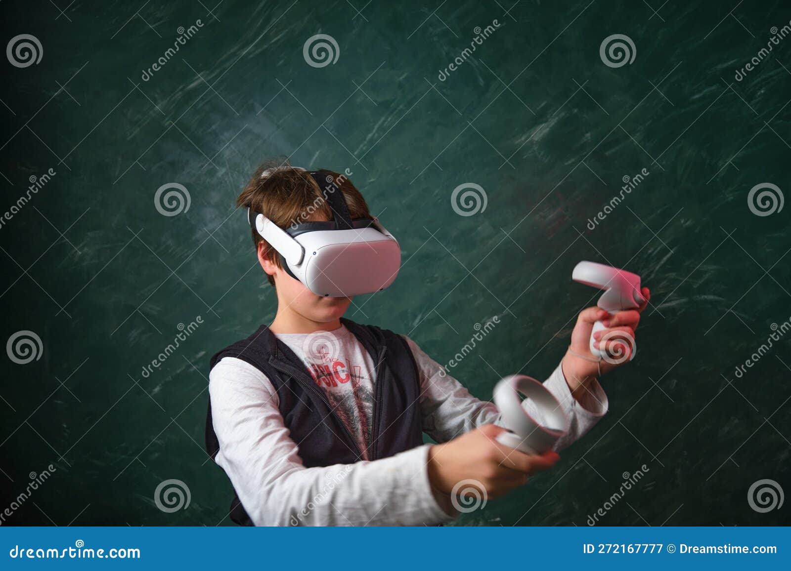 A Boy Playing with VR Headset Stock Image - Image of connection ...