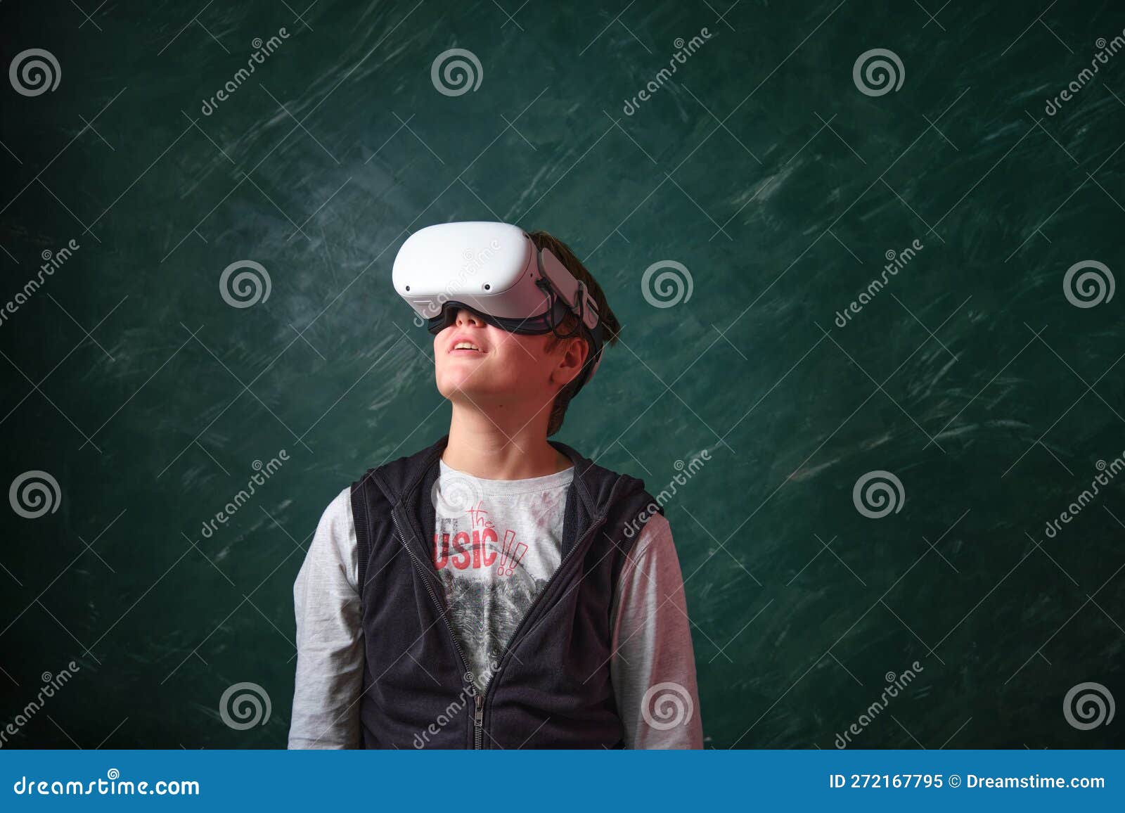 A Boy Playing with VR Headset Stock Image - Image of connection ...