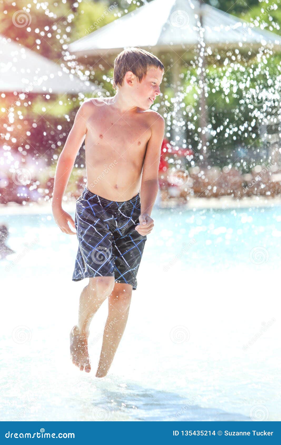 Boy Playing at a Waterpark Pool Stock Photo - Image of cooling ...