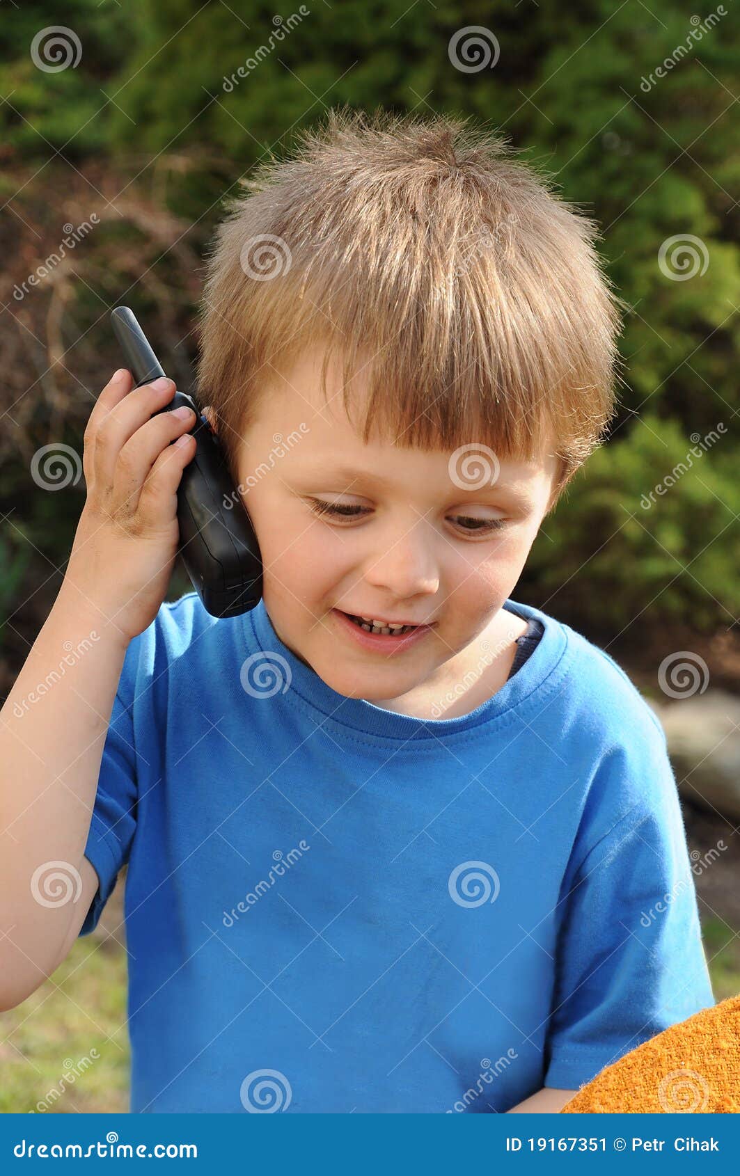 Boy Playing with Wireless Station Stock Image - Image of garden ...