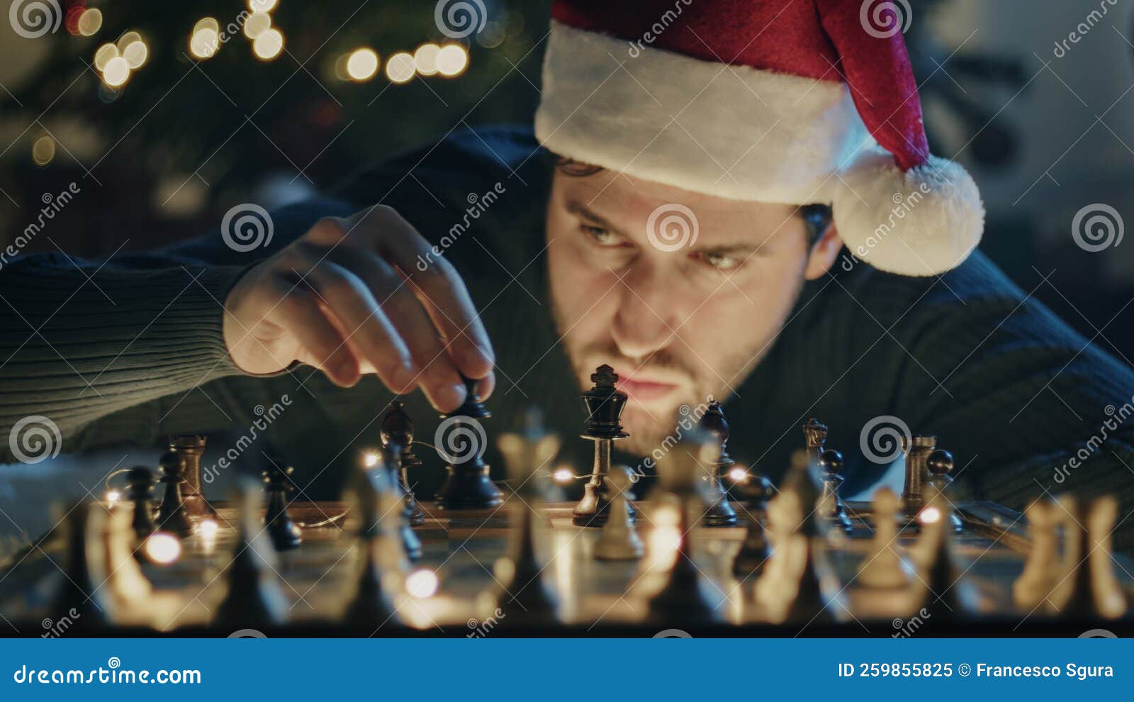 Boy Plays Chess on Christmas Mood Stock Image - Image of concept ...
