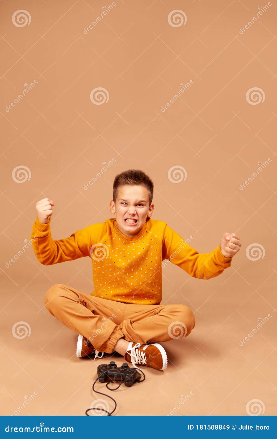 The Boy Plays a Video Game and is Upset that he Lost Stock Image ...