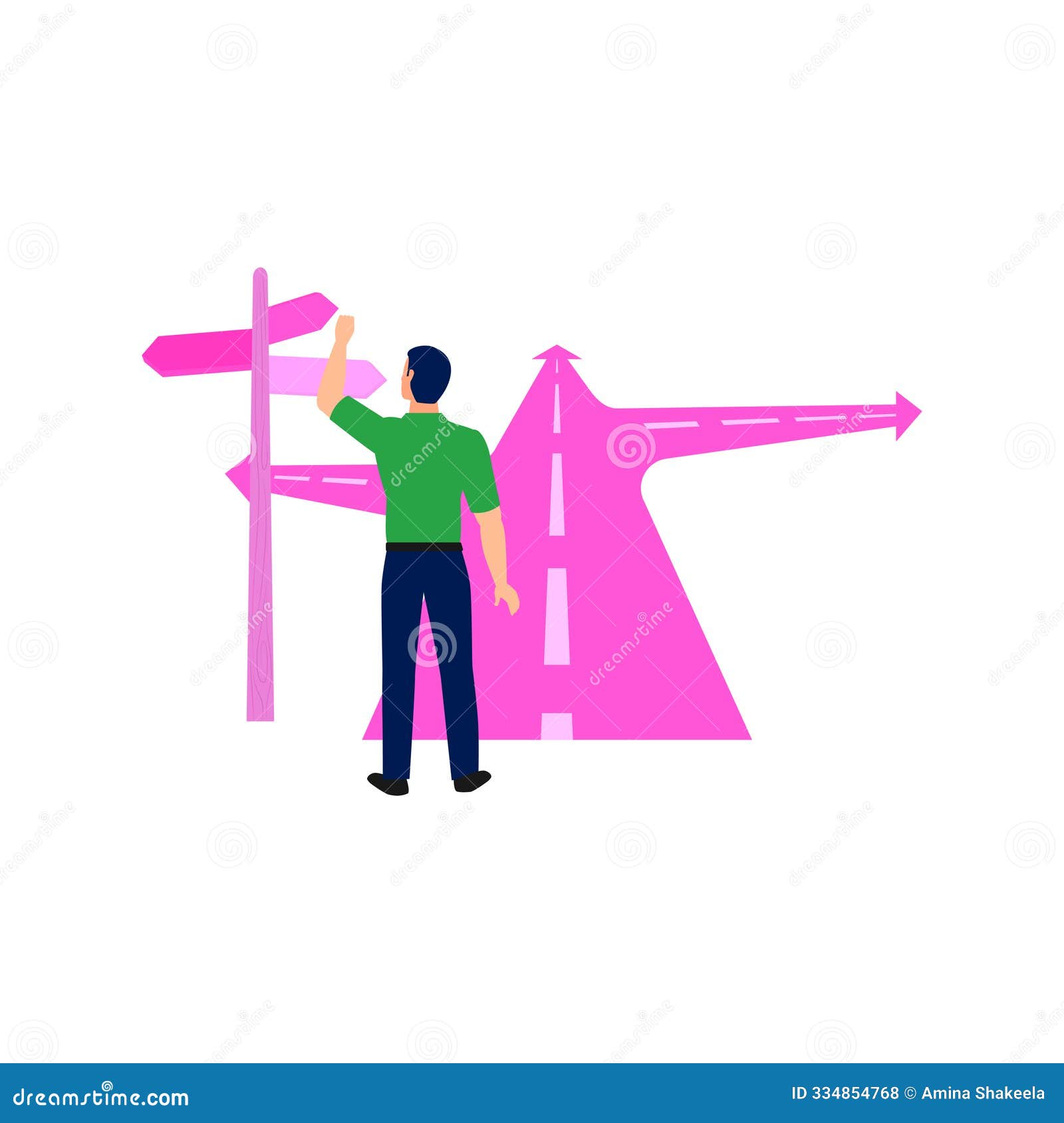 The Boy is Pointing at the Direction Board Stock Illustration ...