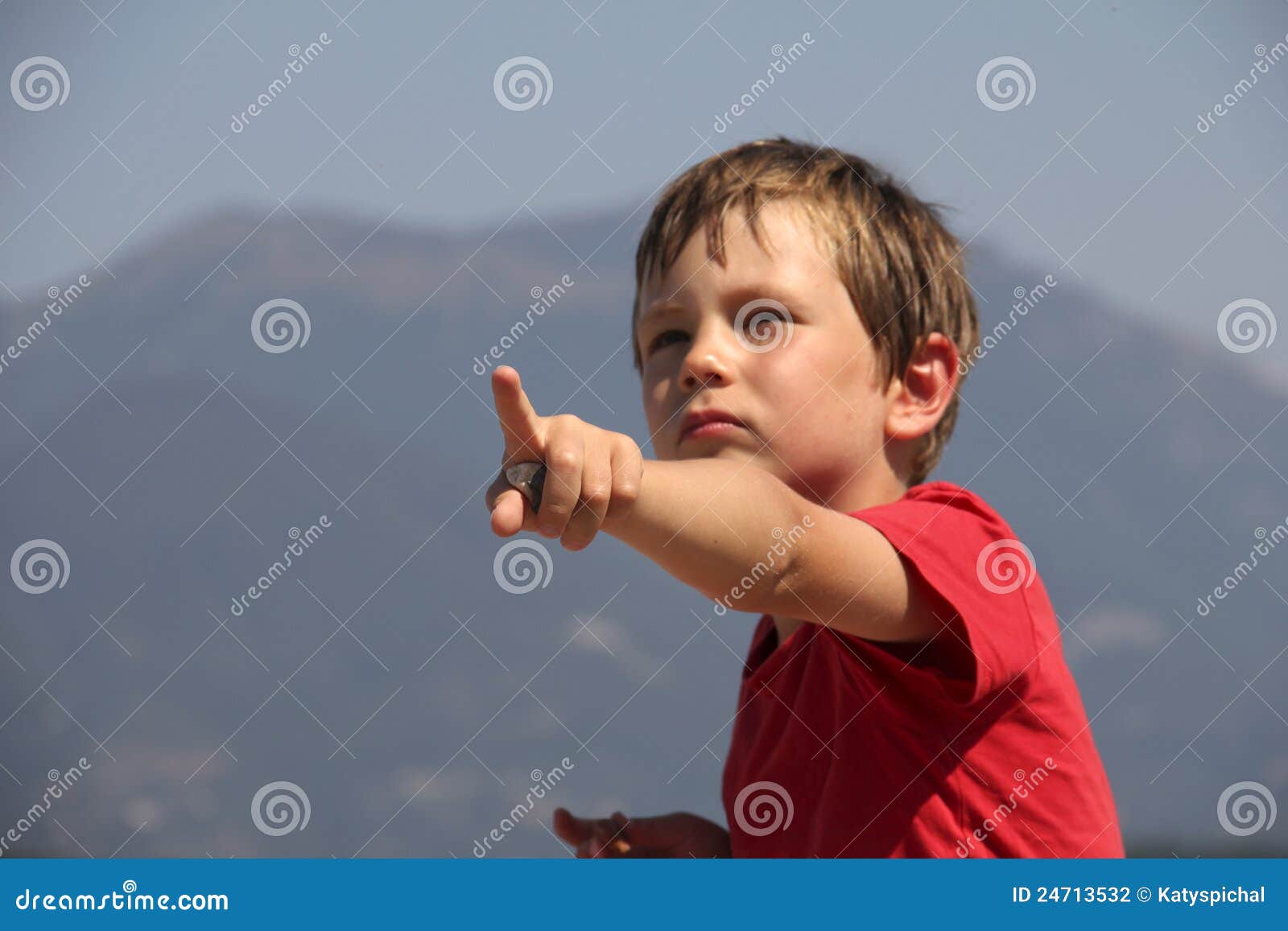 Boy pointing finger stock photo. Image of mountains, travel - 24713532