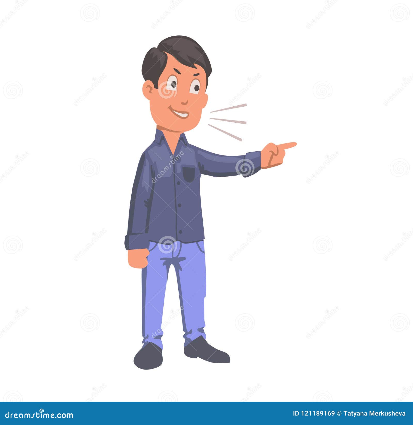 Boy Pointing Finger, Student Calling Names. Flat Vector Illustration ...