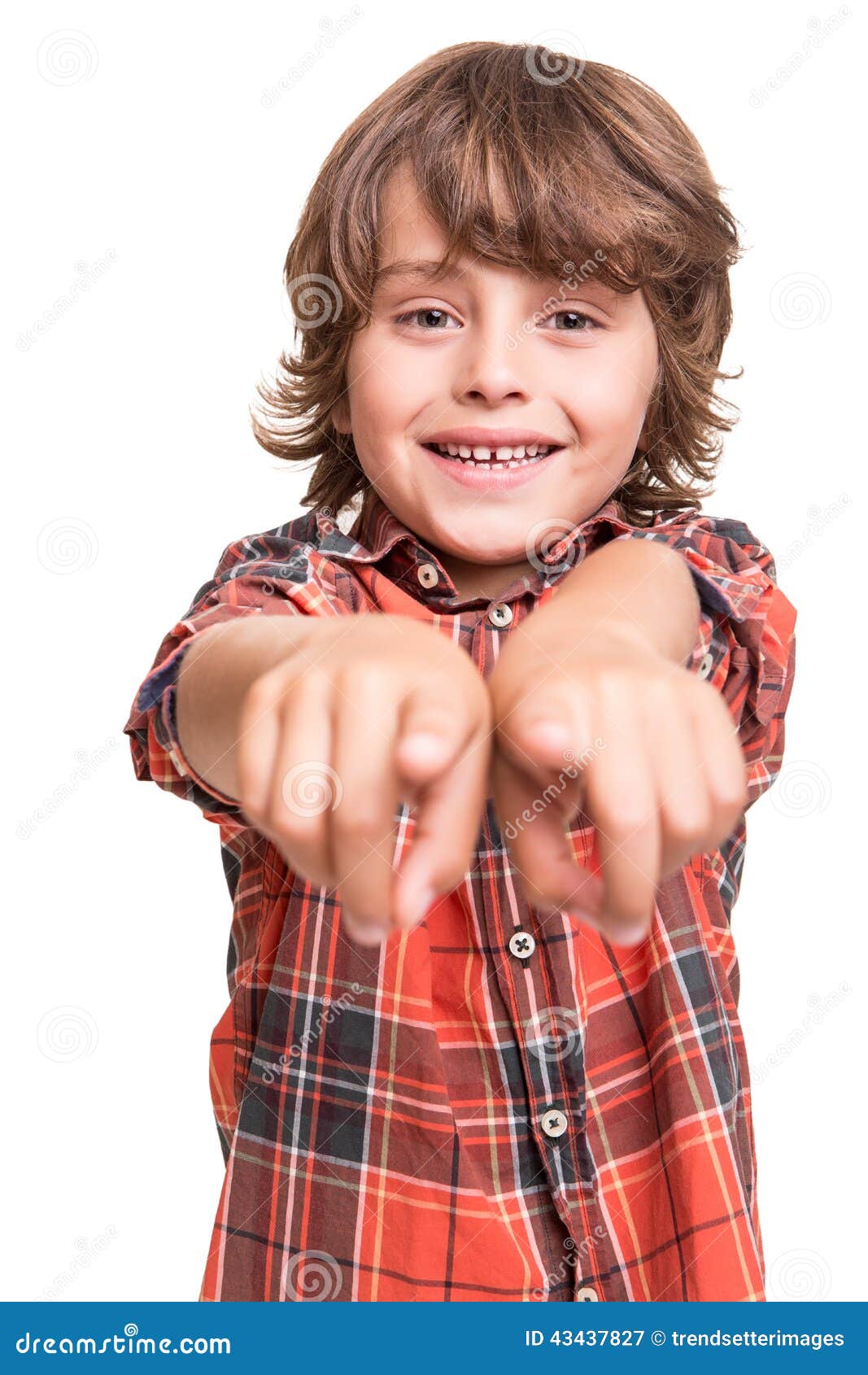 Boy pointing front stock image. Image of pointing, childhood - 43437827