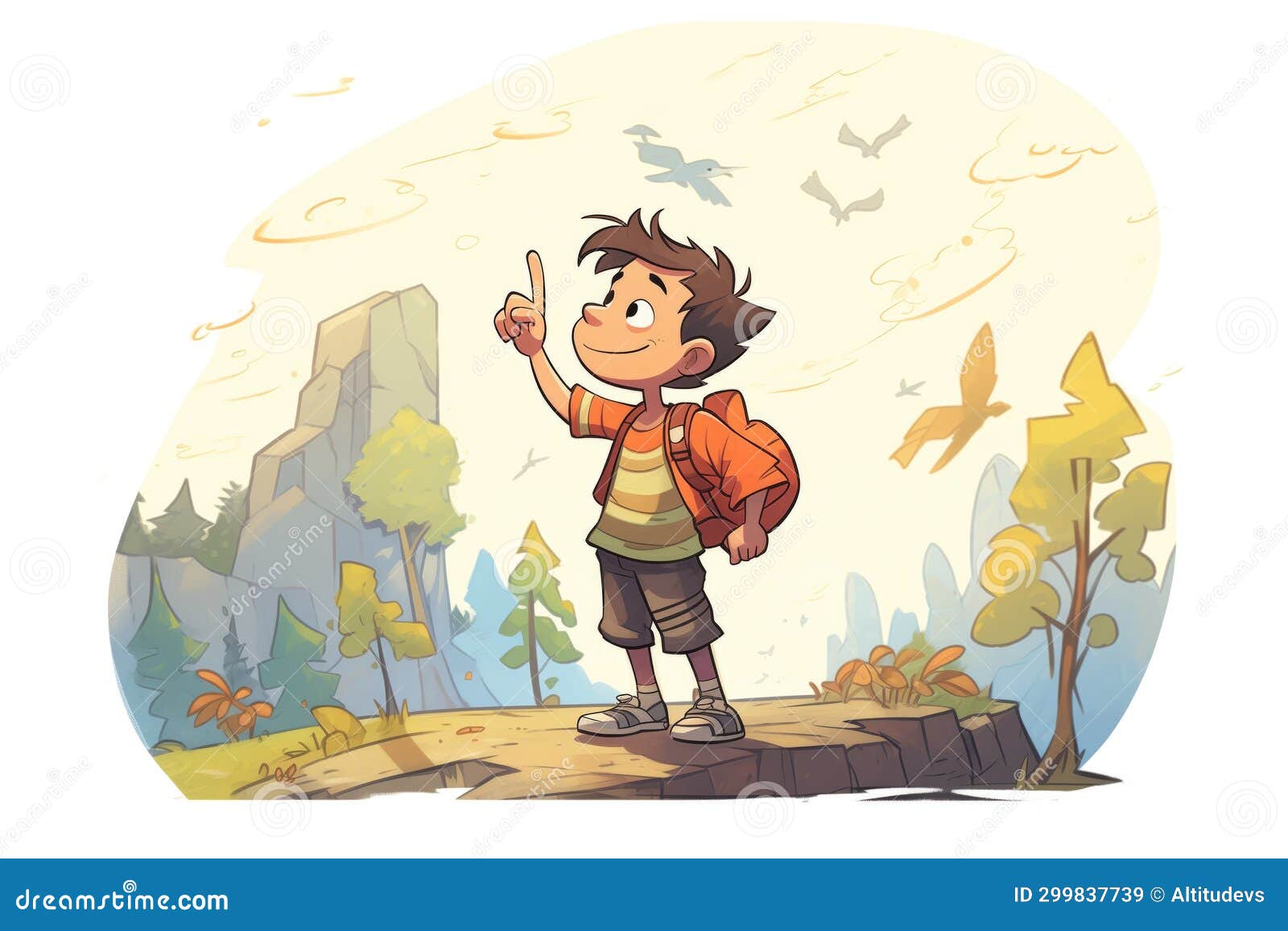 Boy Pointing Out a Direction To Go while Hiking Stock Image - Image of ...