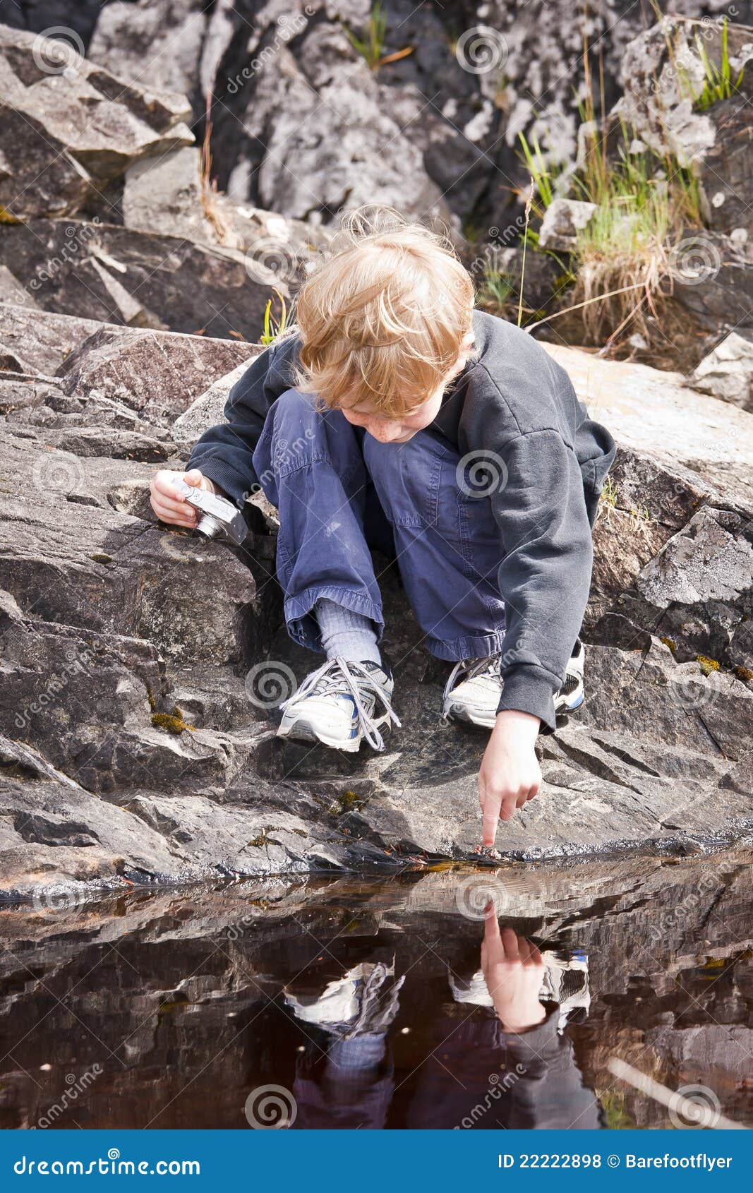 Boy Pointing at a Reflection Stock Photo - Image of summer, columbia ...
