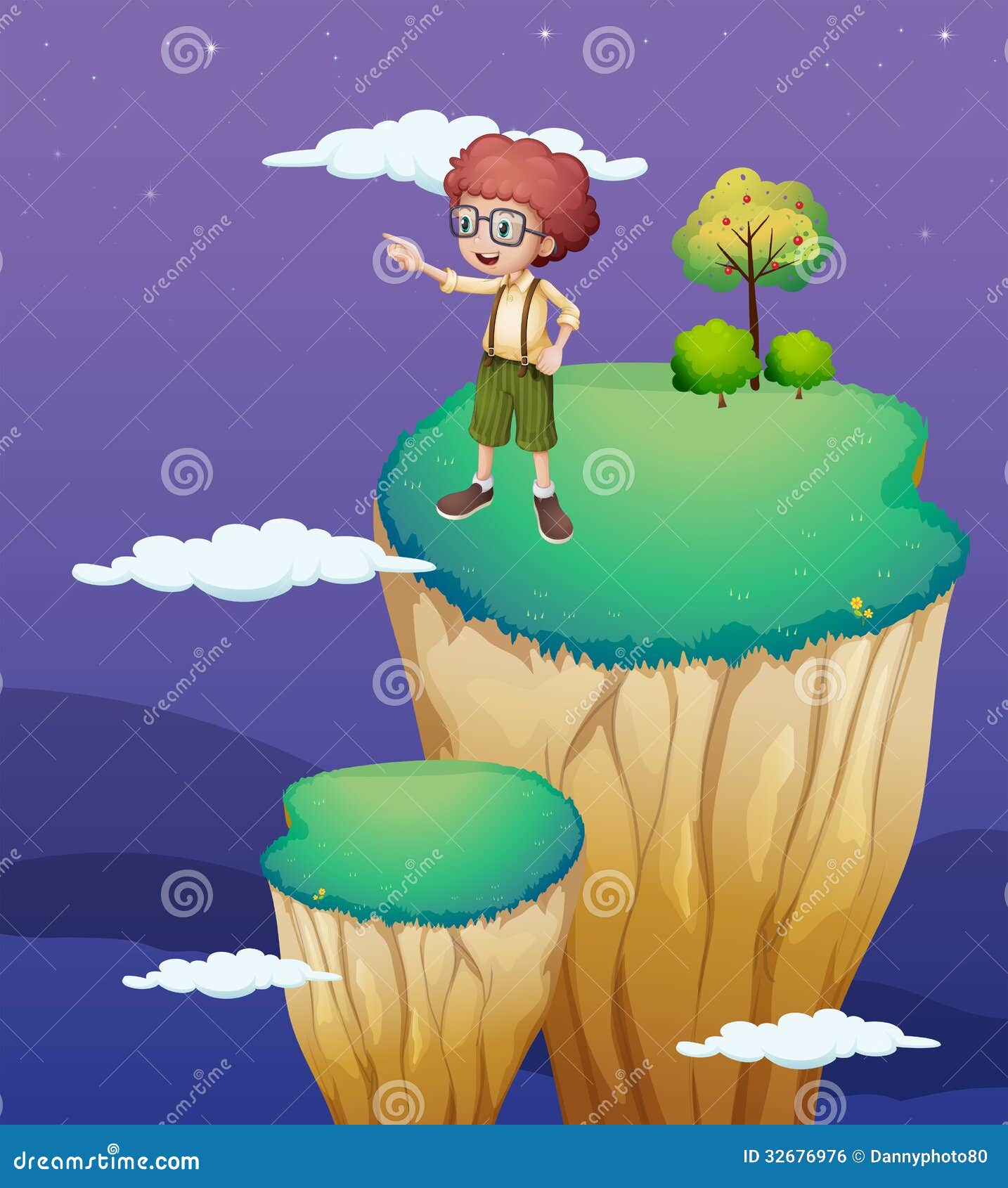 A boy pointing at the sky stock vector. Illustration of high - 32676976