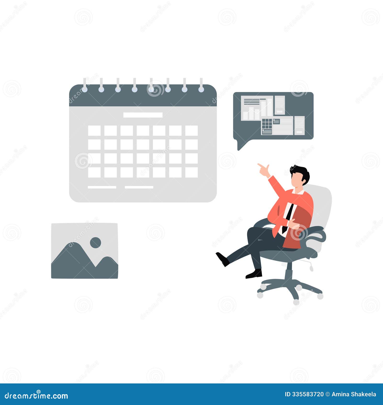 The Boy is Pointing To the Calendar Stock Illustration - Illustration ...