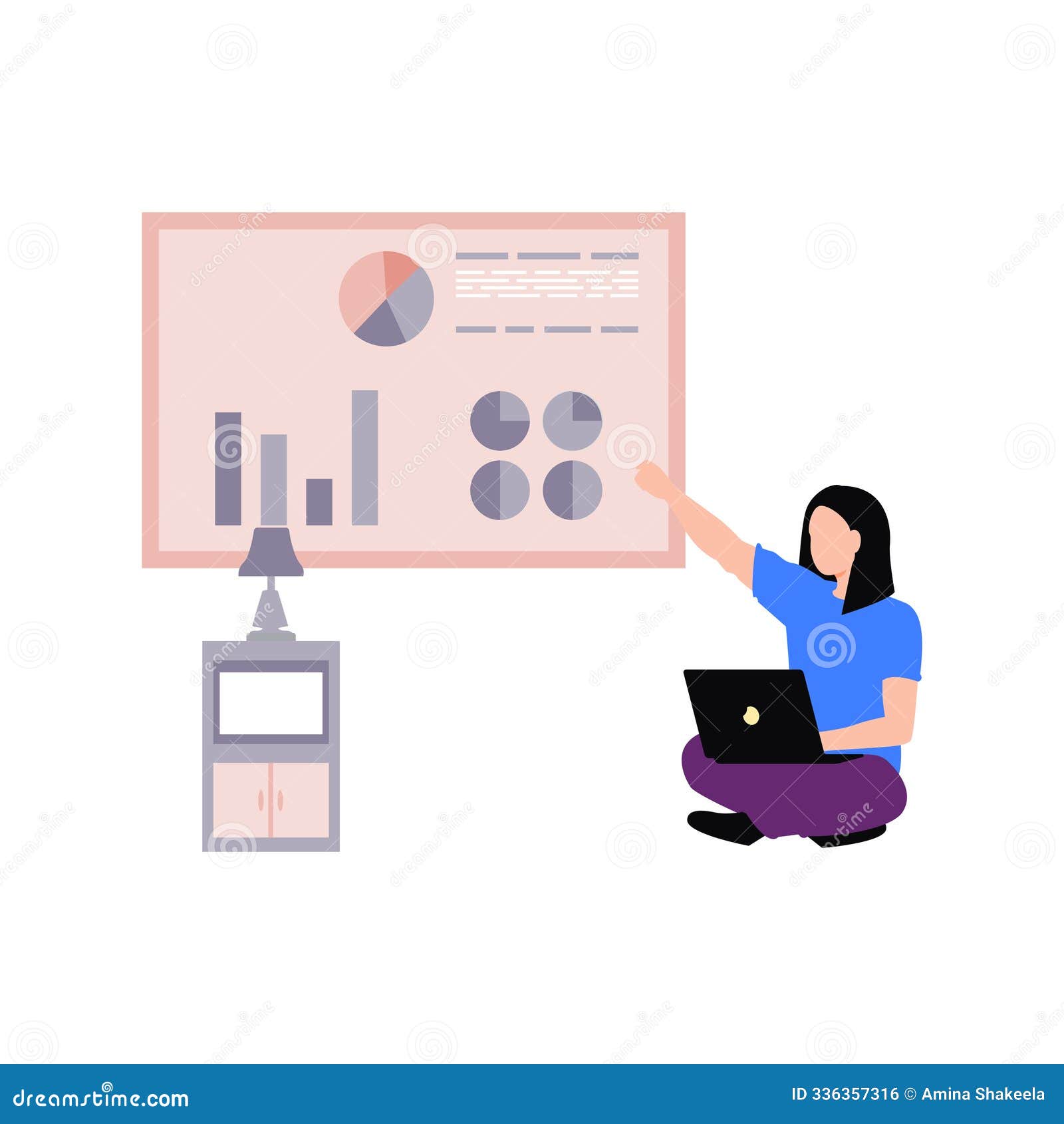 The Boy is Pointing To the Graph on the Board Stock Illustration ...