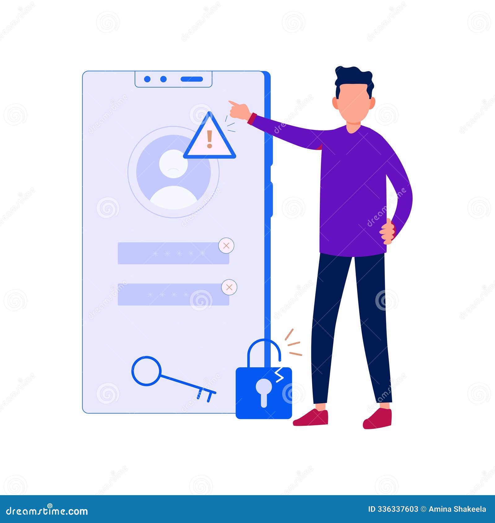 A Boy is Pointing To an Unsecured Account on a Mobile Stock ...