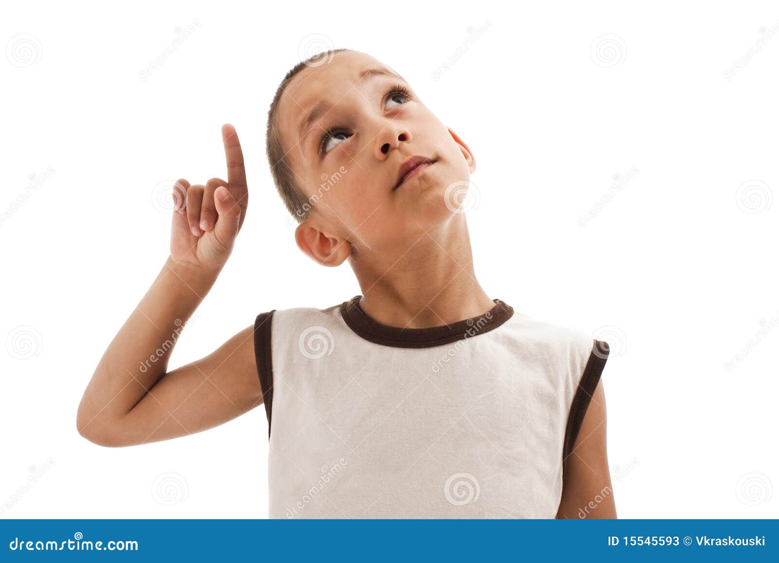 Boy pointing up stock image. Image of close, isolated - 15545593