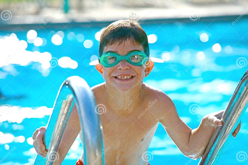 Boy at the Pool stock image. Image of domestic, cute, child - 4433115