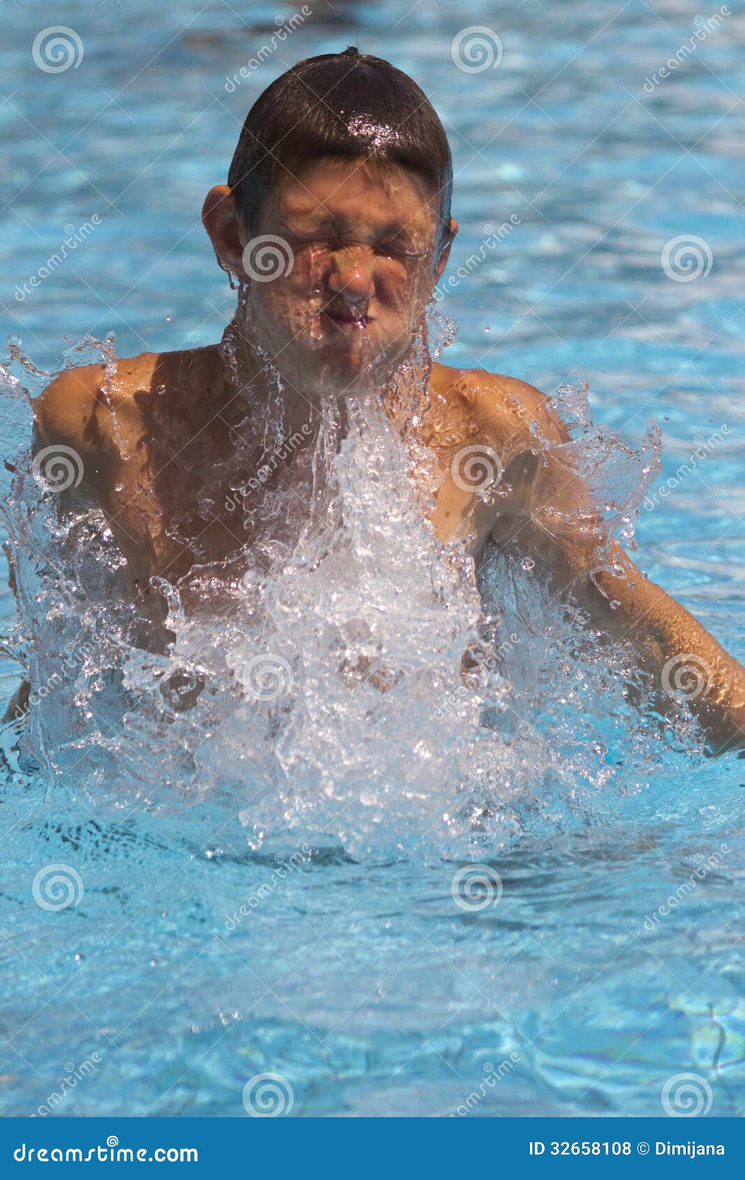 The boy in the pool stock photo. Image of recreational - 32658108