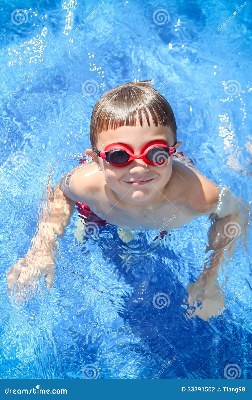 Boy in the Pool with Goggles Stock Photo - Image of pool, summer: 33391502