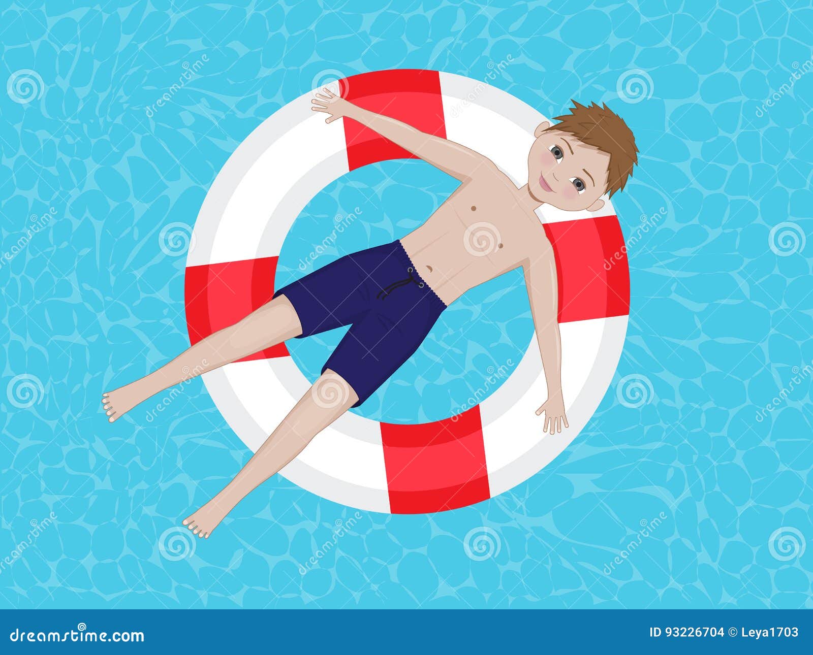 Boy in the pool stock vector. Illustration of water, smile - 93226704