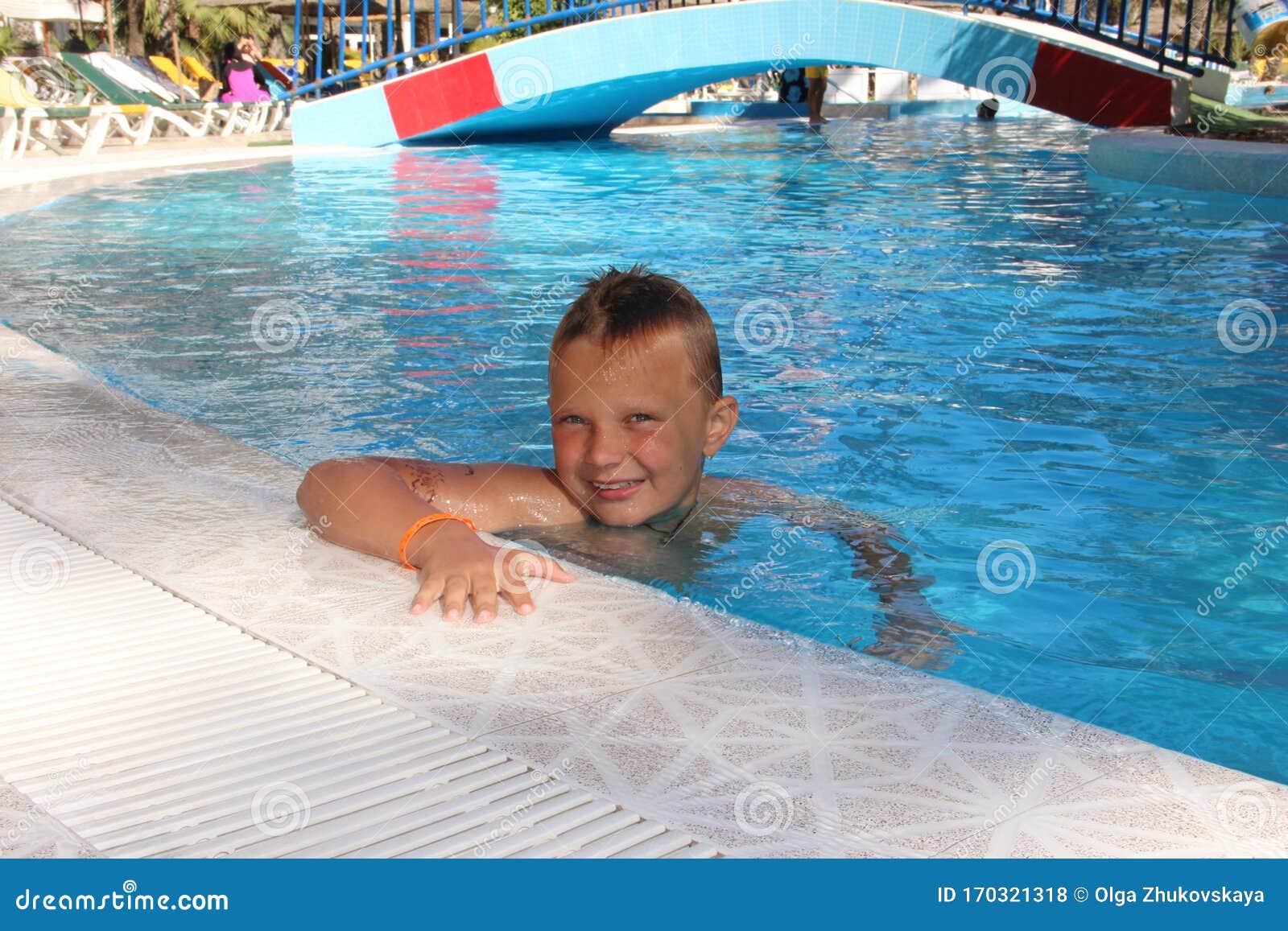 BOY in the POOL SMILING stock photo. Image of water - 170321318