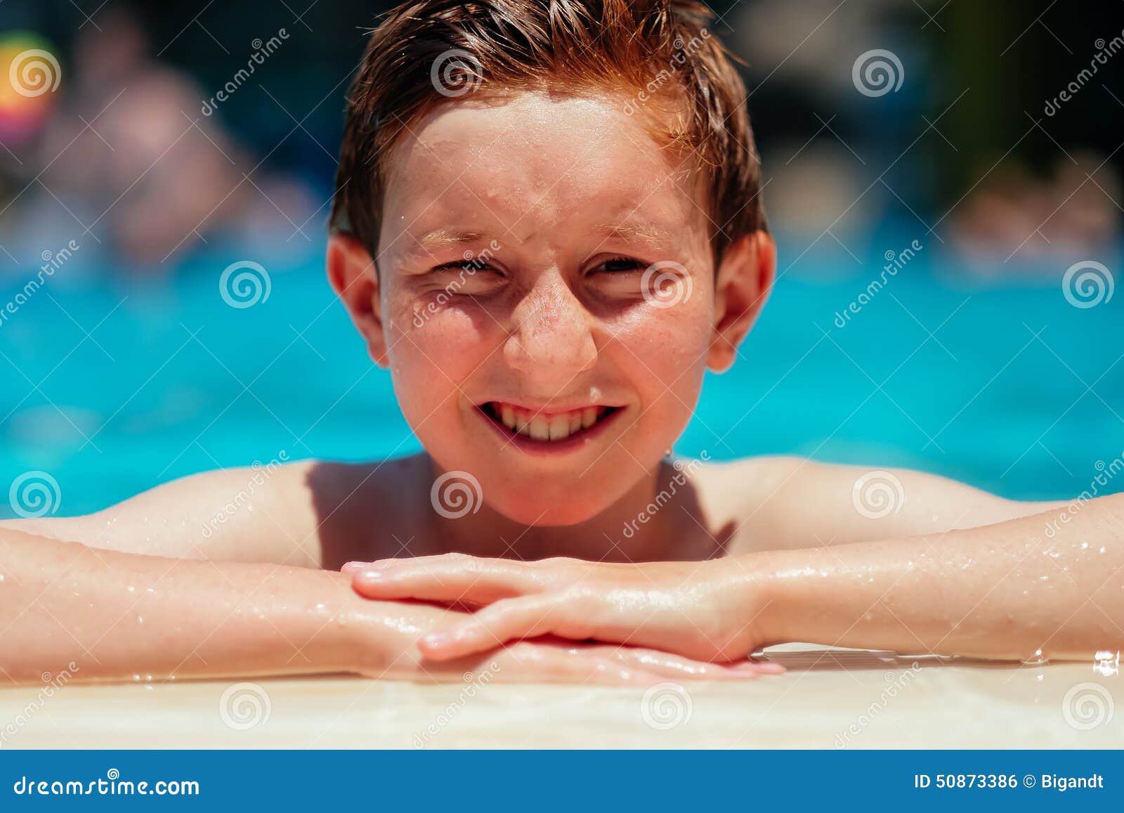 Boy at poolside stock photo. Image of poolside, hair - 50873386